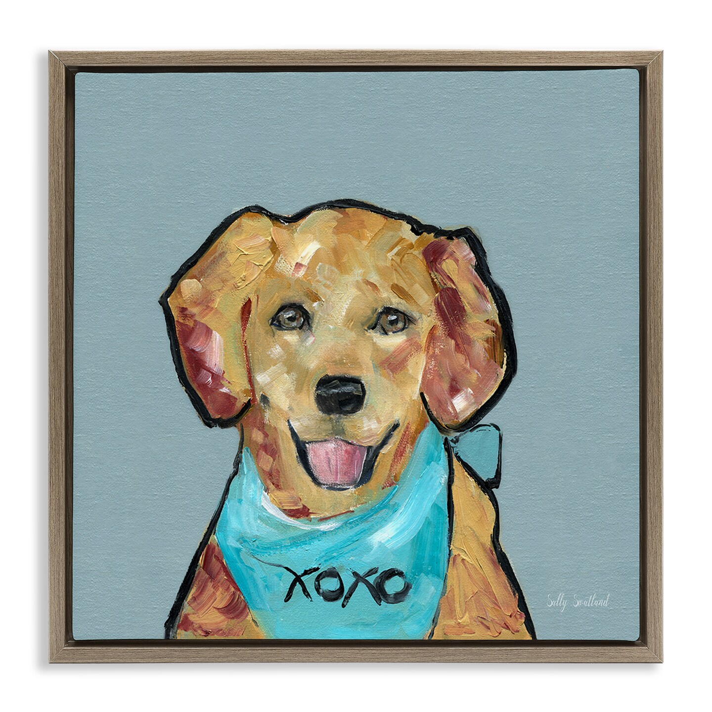 Stupell Industries Dog with XOXO Bandana Floating Frame By Sally ...