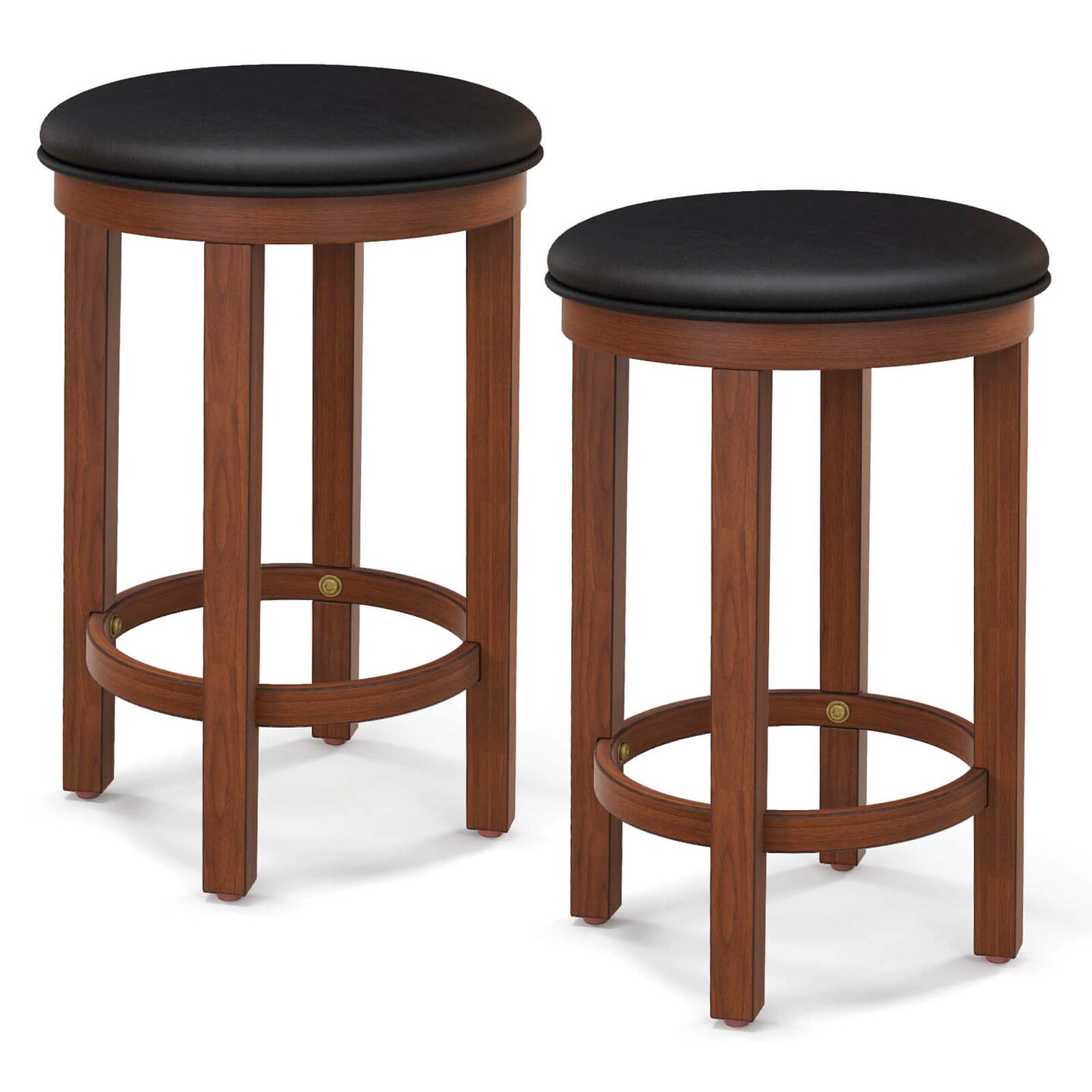 Costway Bar Stools Set of 2 Counter Height Stools with Round Seat ...