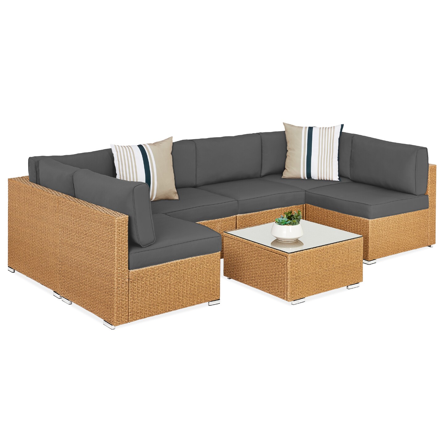 Best Choice Products 7-Piece Outdoor Modular Patio Conversation Furniture, Wicker Sectional Set ...