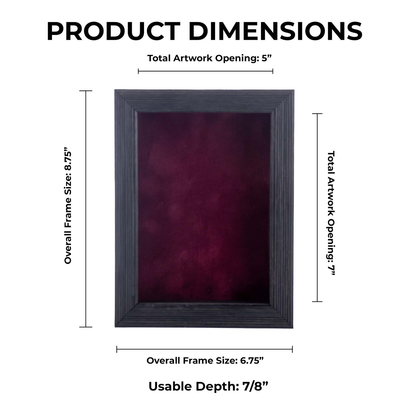Rustic Black Wood Shadow Box Frame with Acrylic Front - Dark Red Suede ...