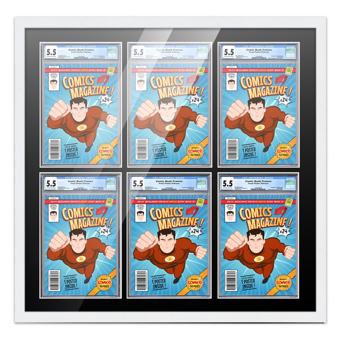 Comic Book Display Frame for Graded Comics - White Wood Comic Frame ...