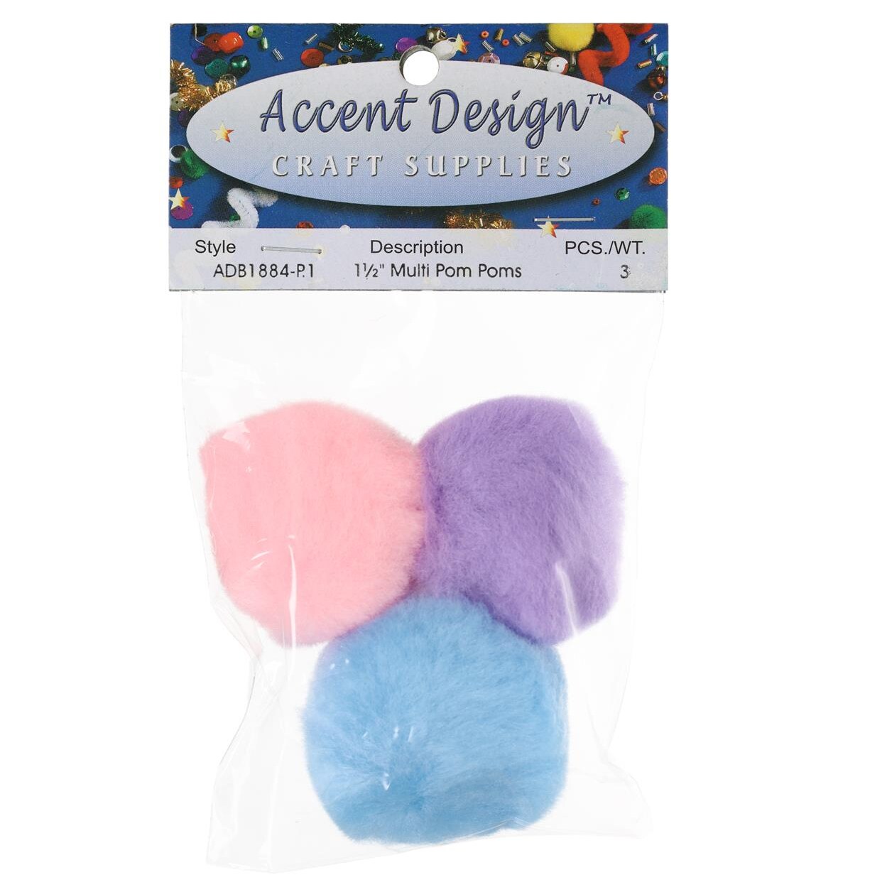 PA Essentials Pom Pom Balls 1.5" 3pc Multi – Arts and Crafts Supplies ...