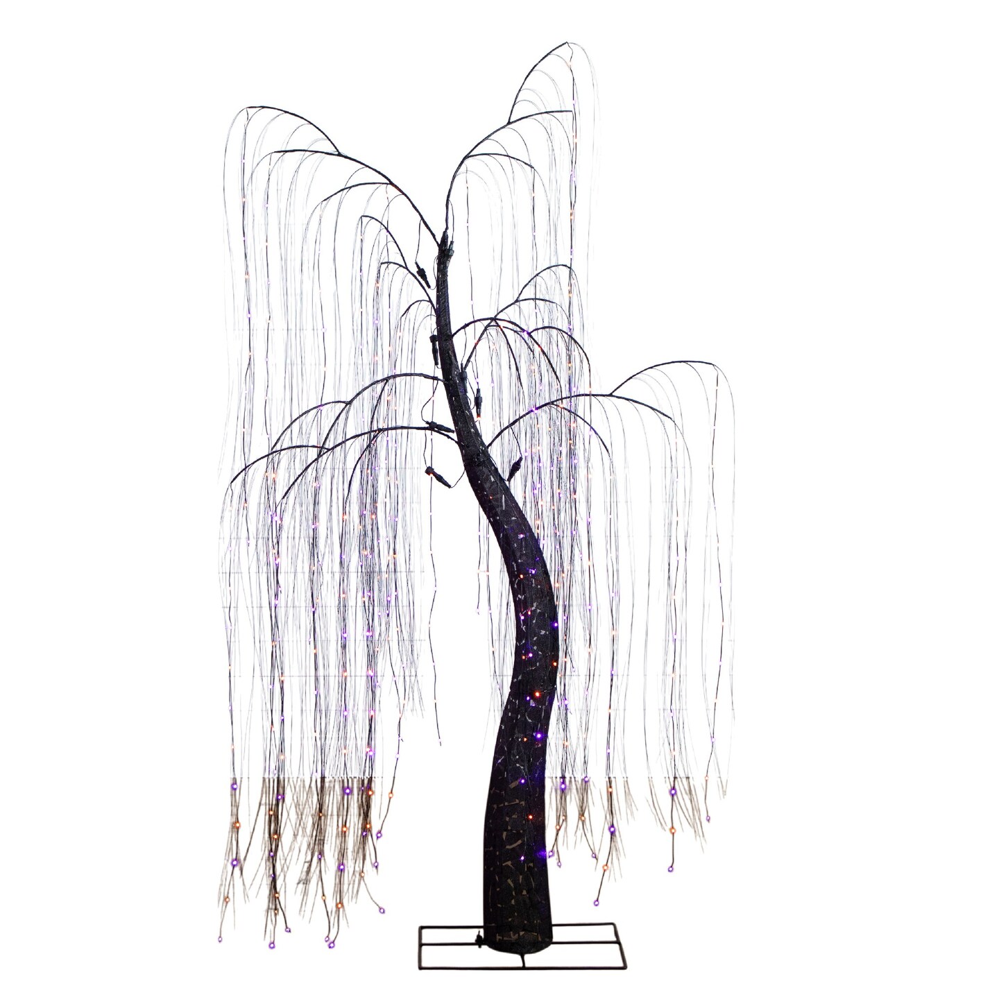 Nearly Natural Pre-Lit Artificial Halloween Willow Tree - 7' - Purple ...