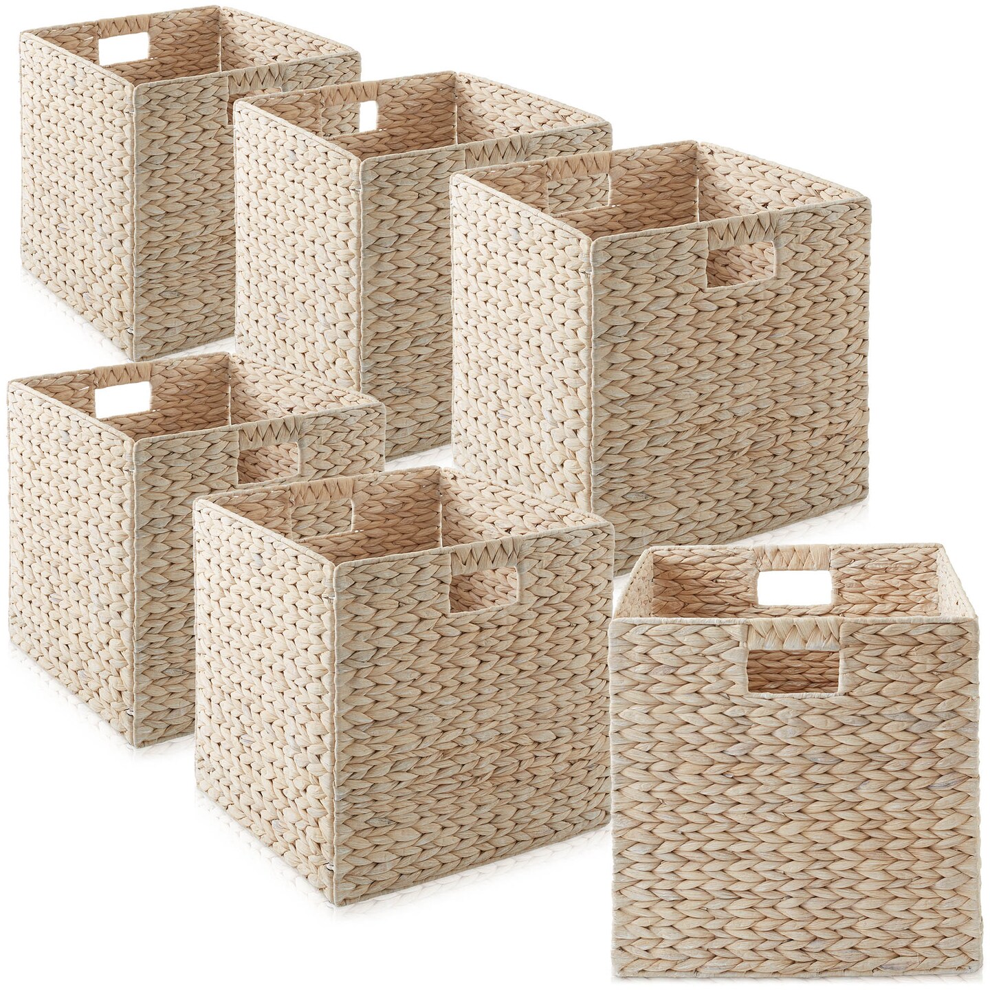 Casafield 13" x 13" Water Hyacinth Storage Baskets Collapsible Cube ...