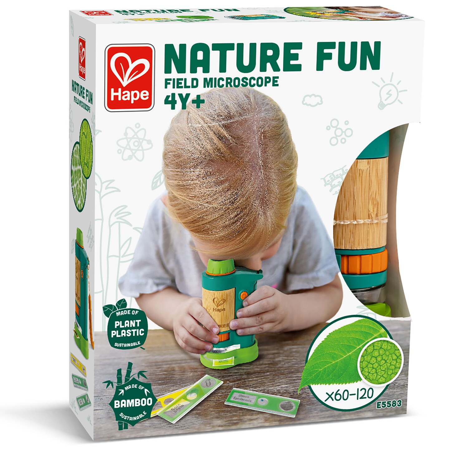 Hape: Nature Fun - Field Microscope - LED Light, Bamboo Pocket Scope ...