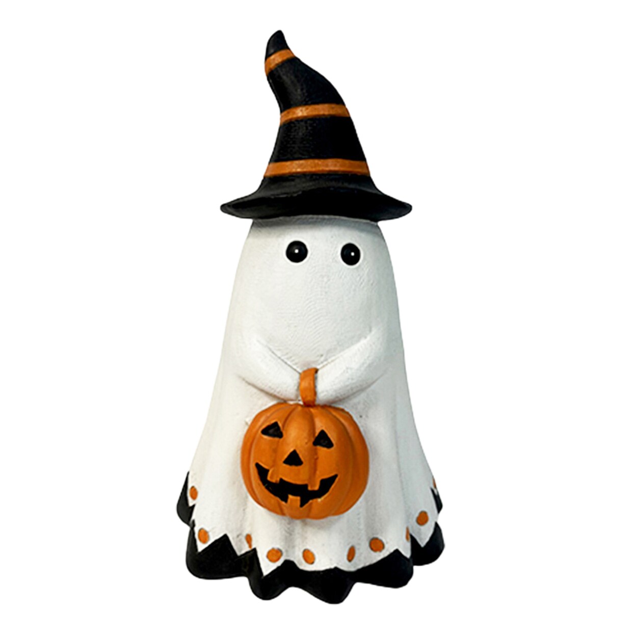 Halloween Pumpkin Ghost Figurine Spooky Crow Standing On Pumpkin Resin ...