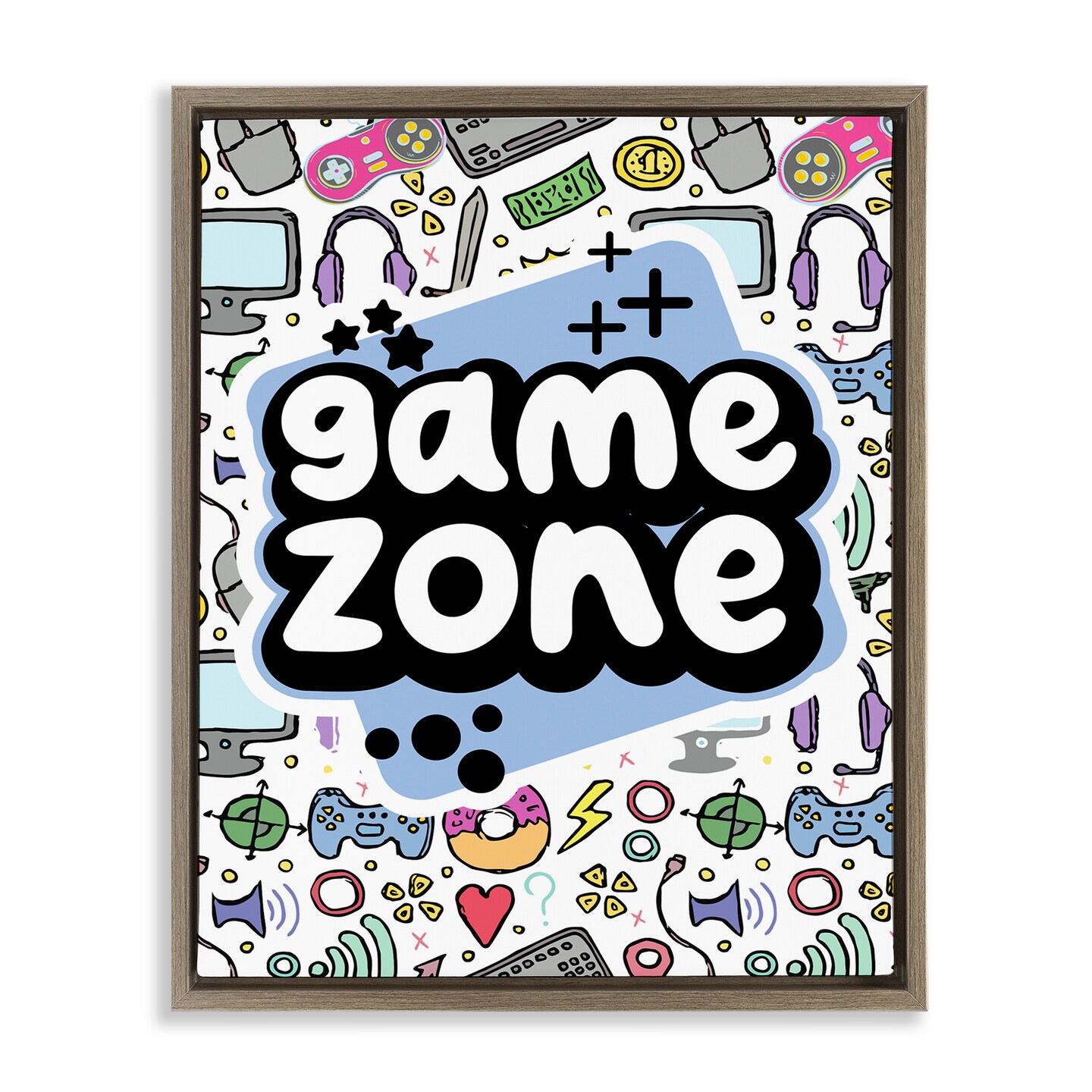 Stupell Industries Blue Game Zone Framed Floater Canvas Wall Art Design ...