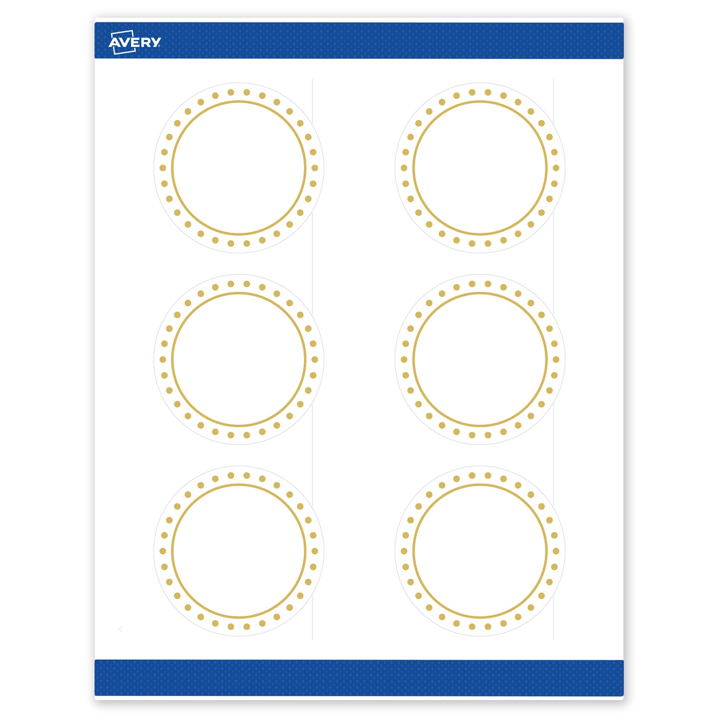 Avery Printable Round Labels, Gold Border with Gold Dots, 3" Diameter ...