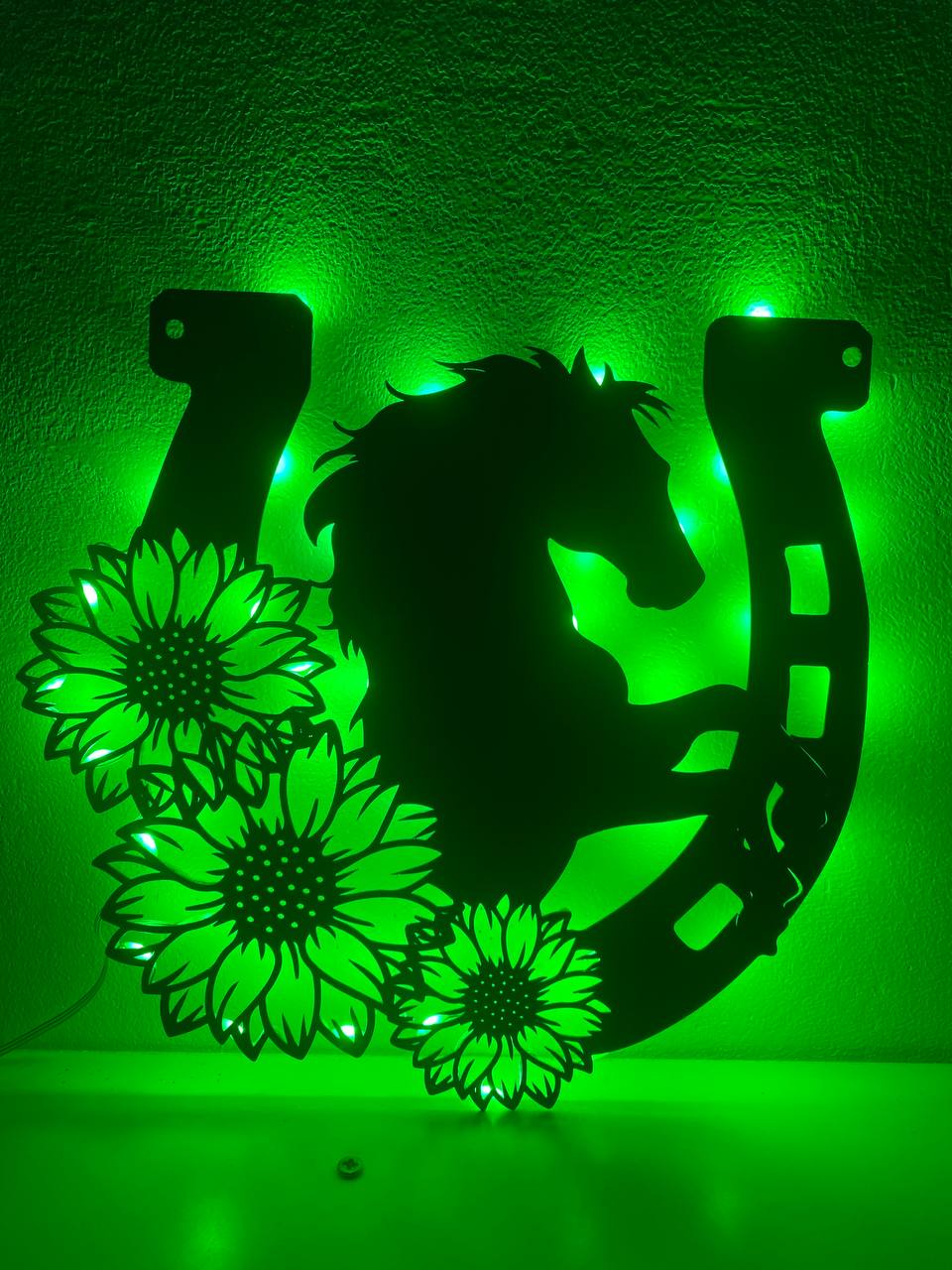 Custom Sunflower Horseshoe Metal Wall Art LED Light, Horseshoe Metal ...