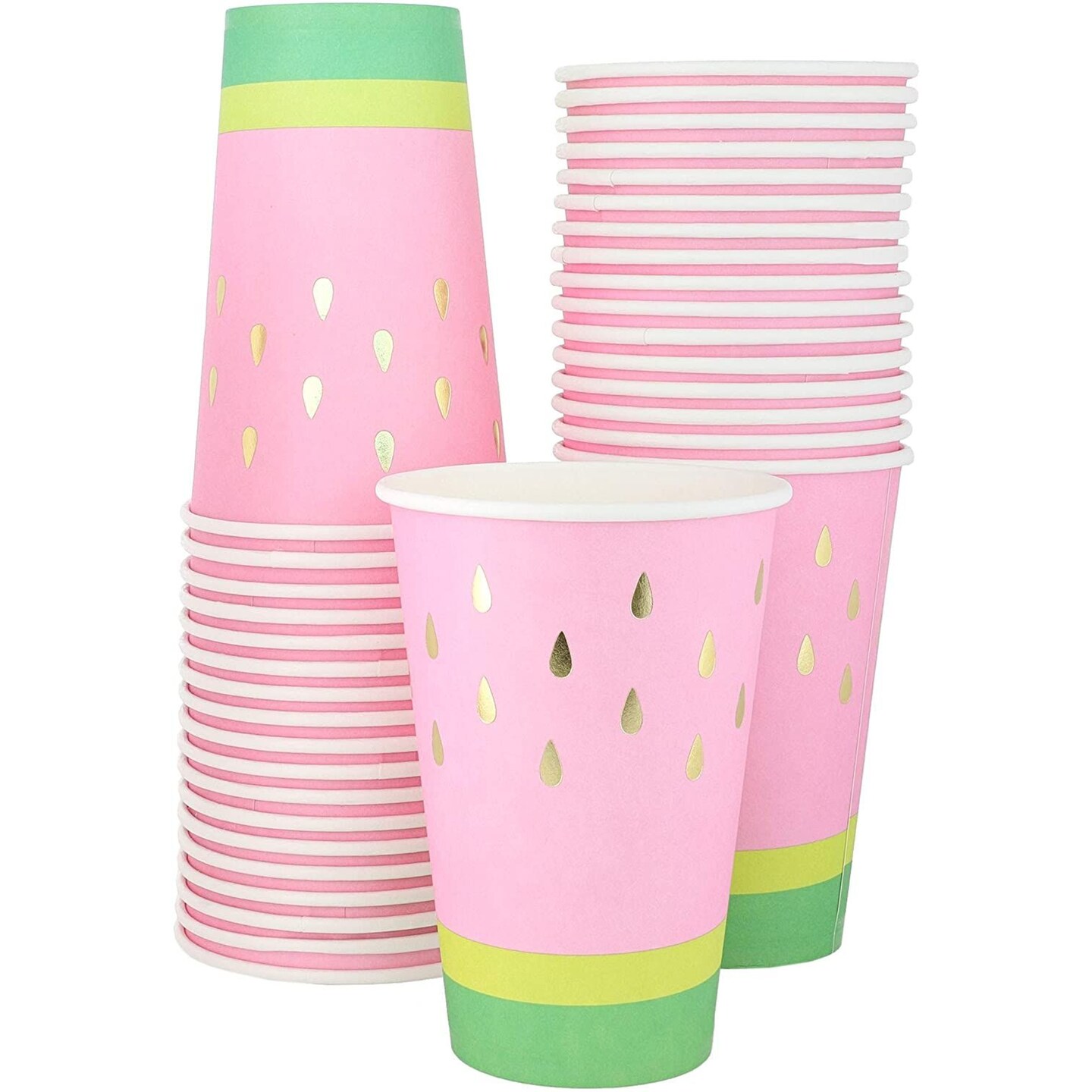 Watermelon Paper Cups for Summer Birthday Party and Picnic, Gold Foil ...