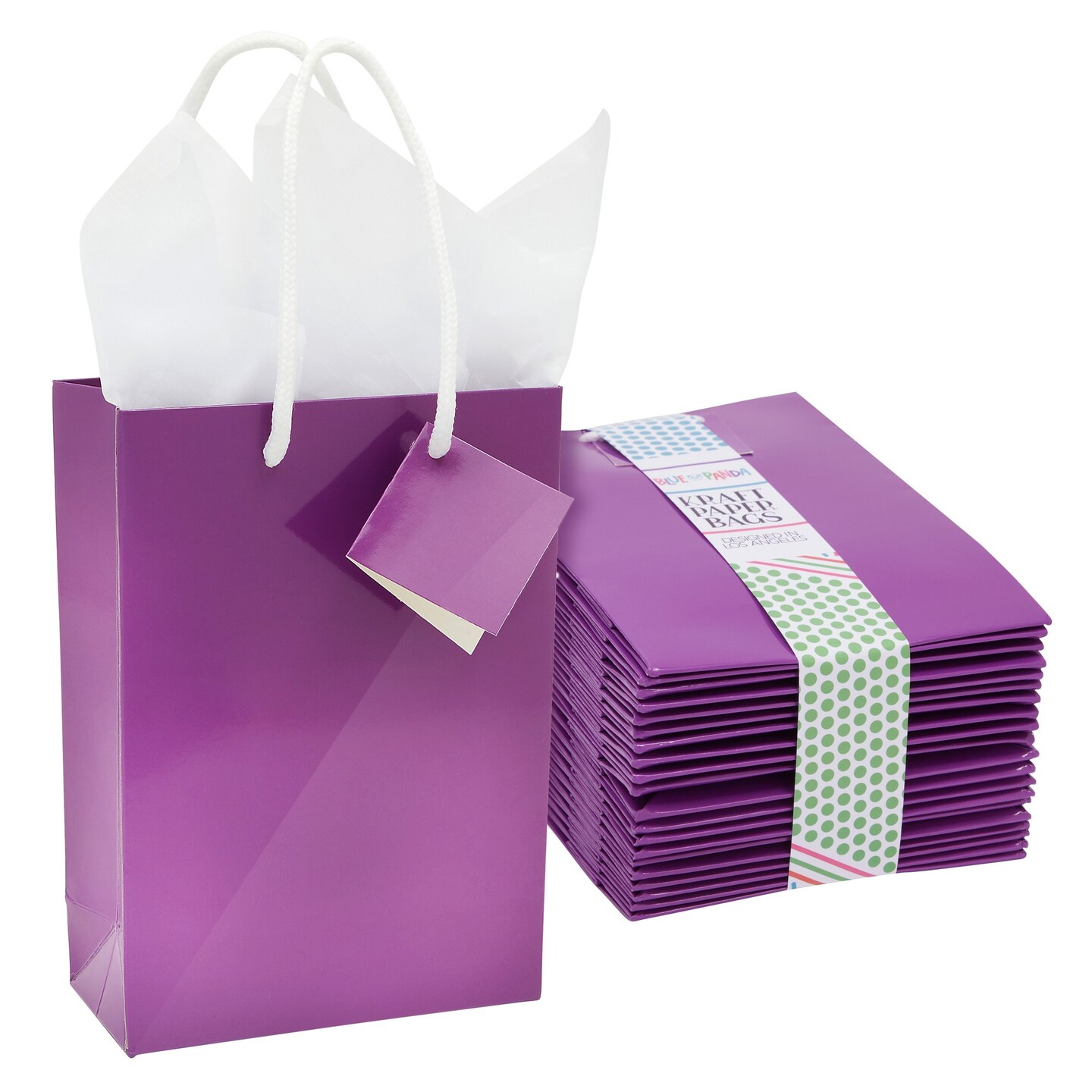 20-Pack Small Paper Gift Bags with Handles, 5.5x2.5x7.9-Inch Goodie ...