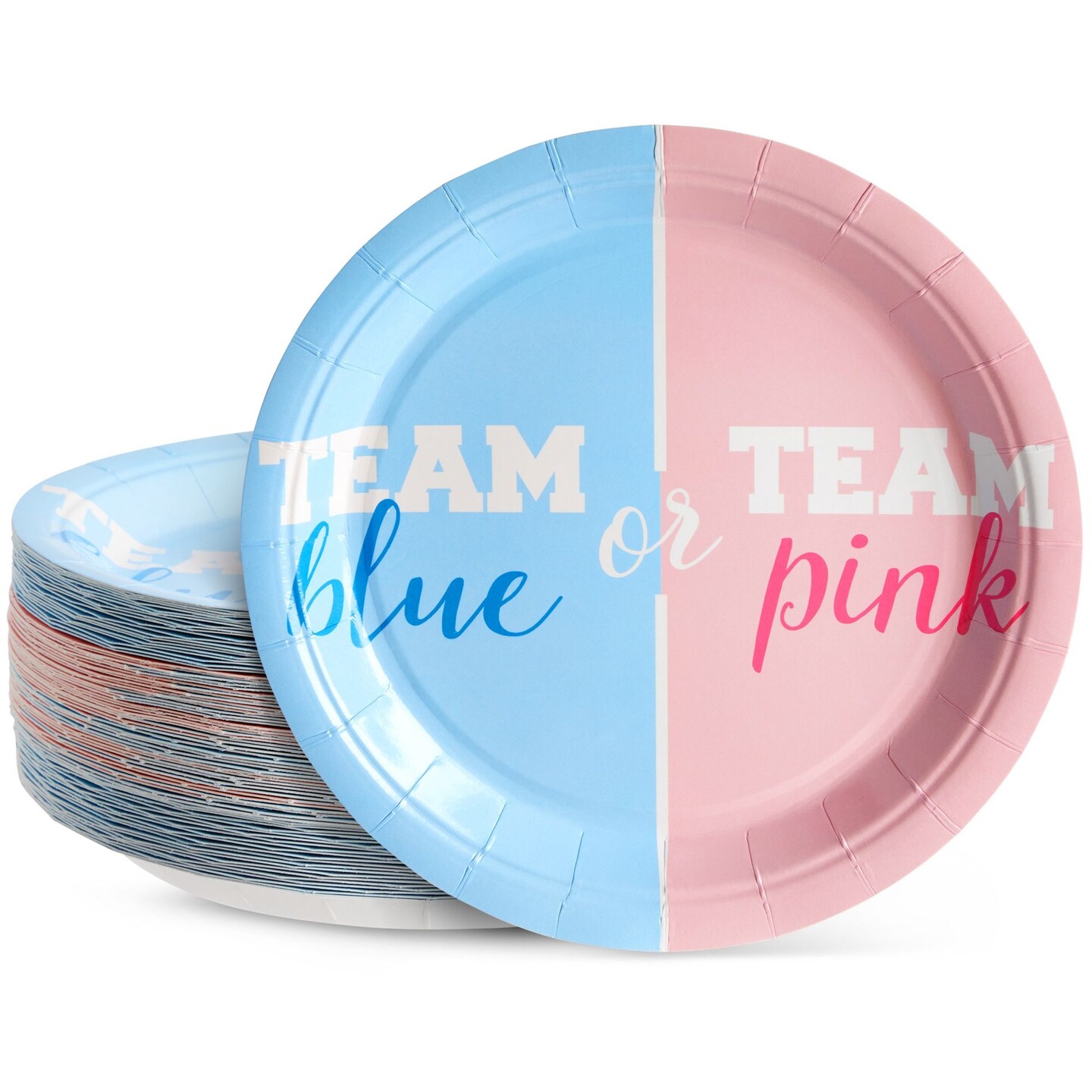 Disposable Plates - 80-Count Paper Plates, Gender Reveal Party Supplies ...