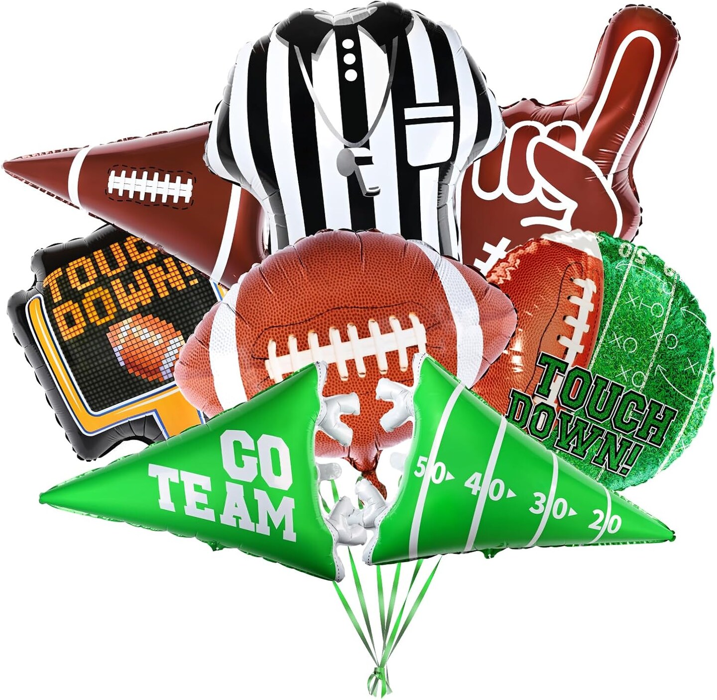 Football Shaped Foil Balloons, Touchdown Balloons for Birthday Party ...