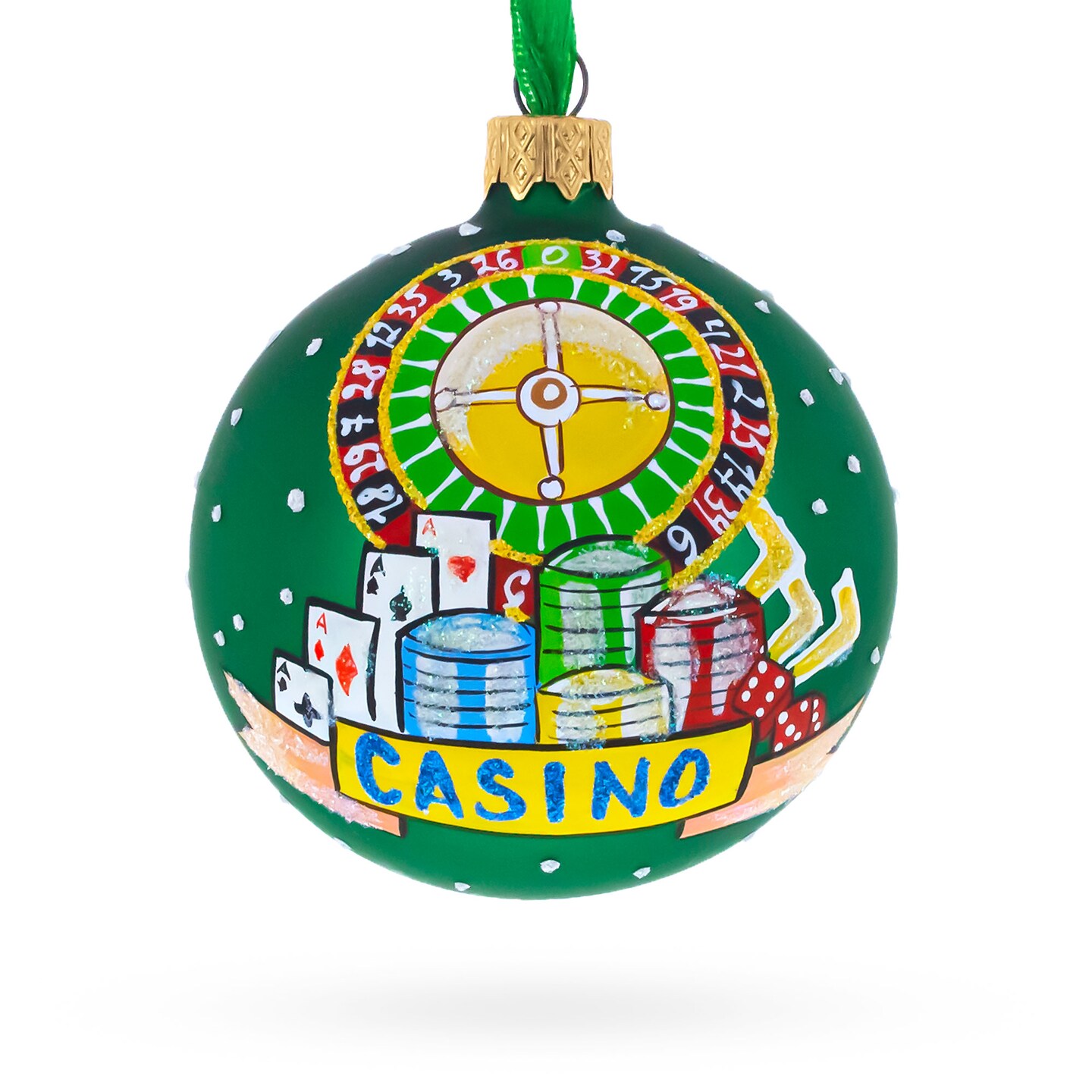 Casino Roulette Table Glass Ball Christmas Ornament 3.25 Inches | Michaels