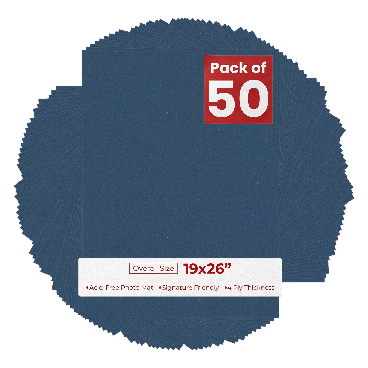 Ink Blue 19x26 Uncut Mat Board - Blank Sheets, No Opening, Color: Blue ...