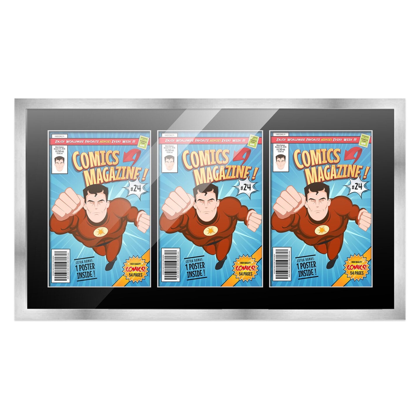 Comic Book Frame with Mat for 3 Current Era Comics Published After 1985 ...