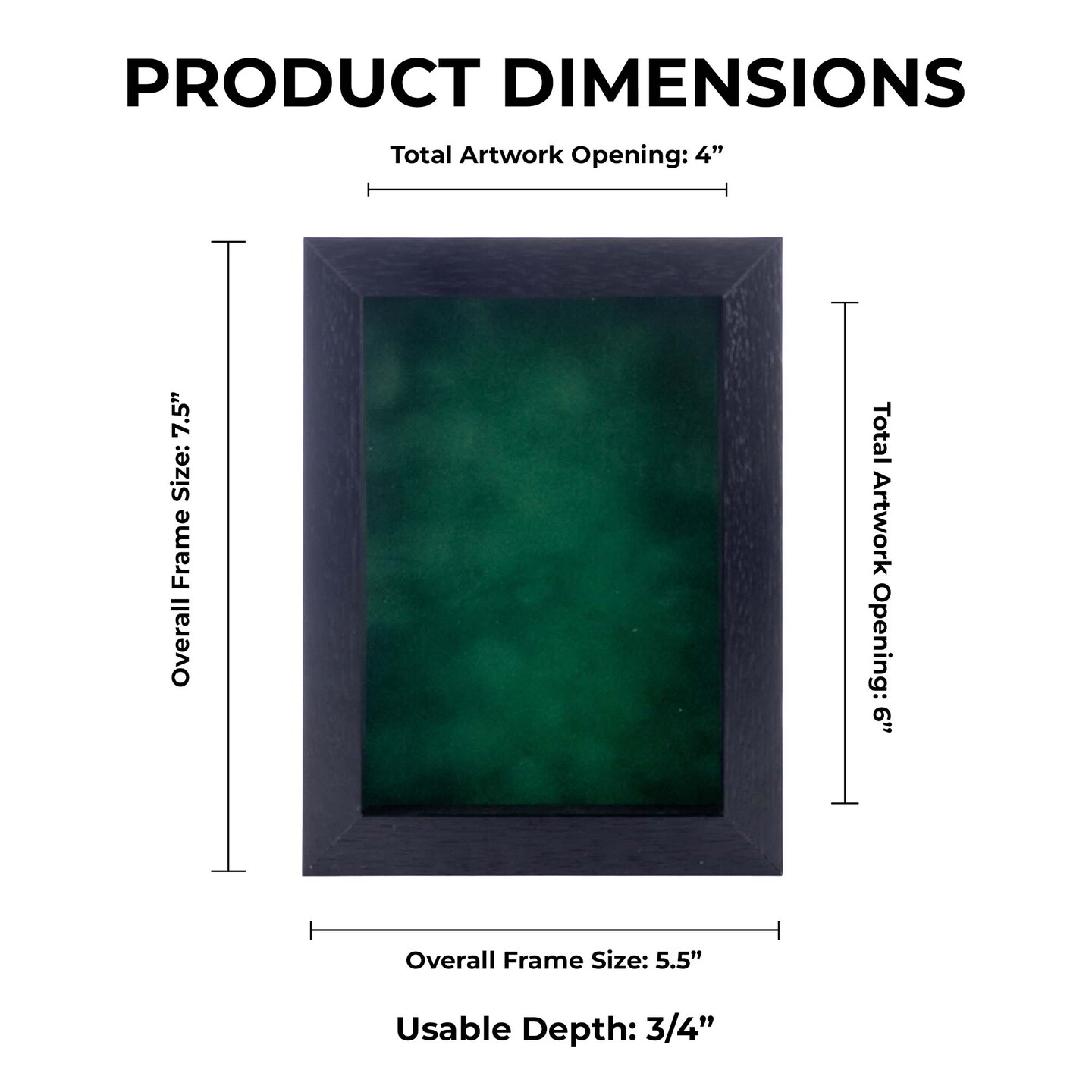 Black Wood Grain Shadow Box Frame with Acrylic Front - Forest Green ...