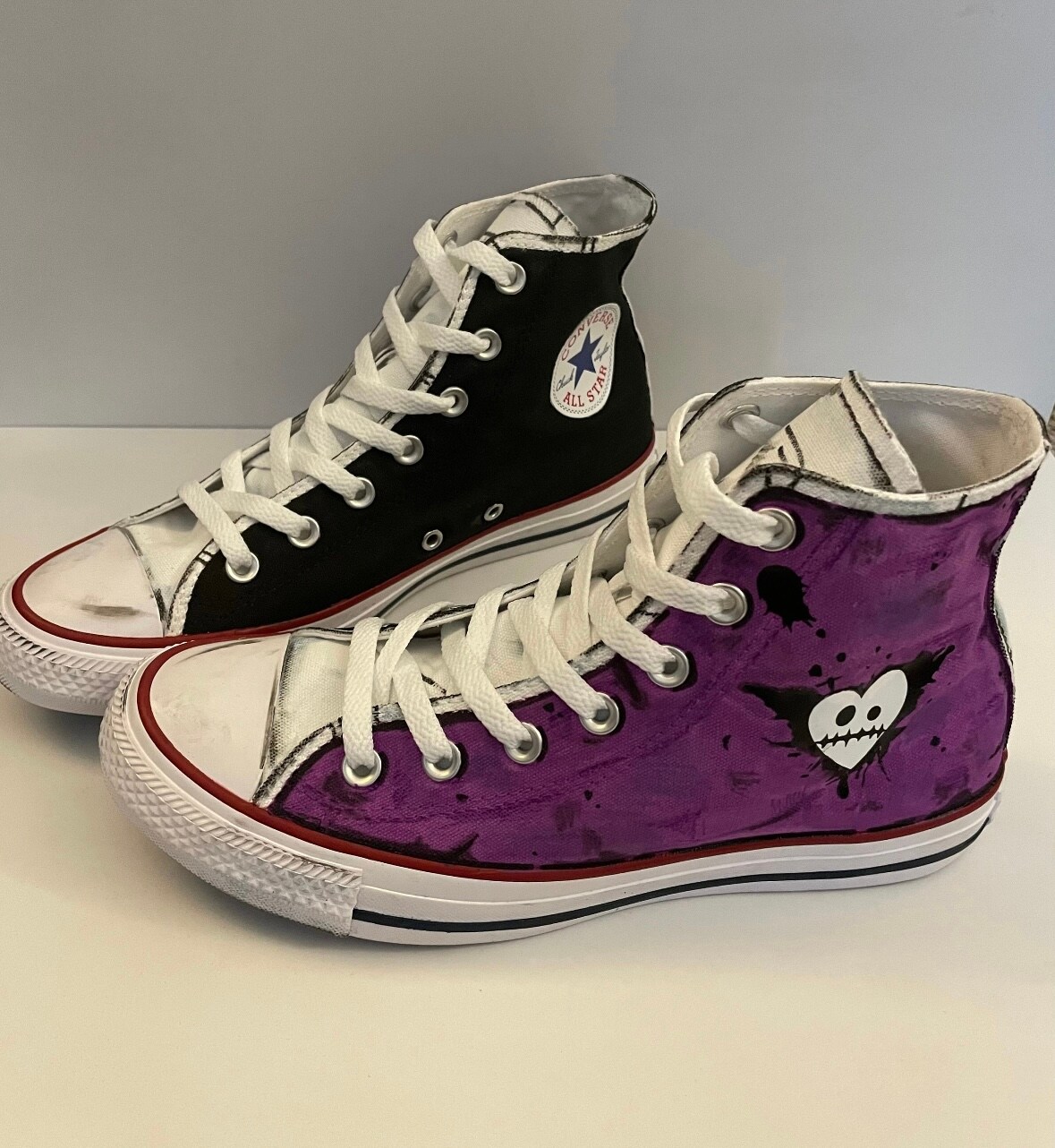 Maya Death and Love Skin Hand Painted High Top Two Tone Converse Heart ...