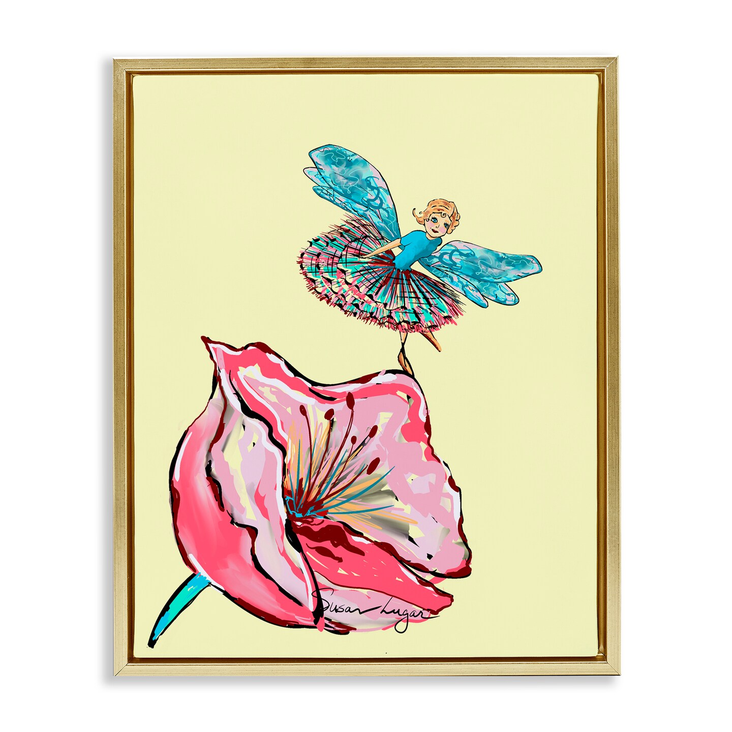 Stupell Industries Ballerina Fairy & Flower Floating Frame, design by ...