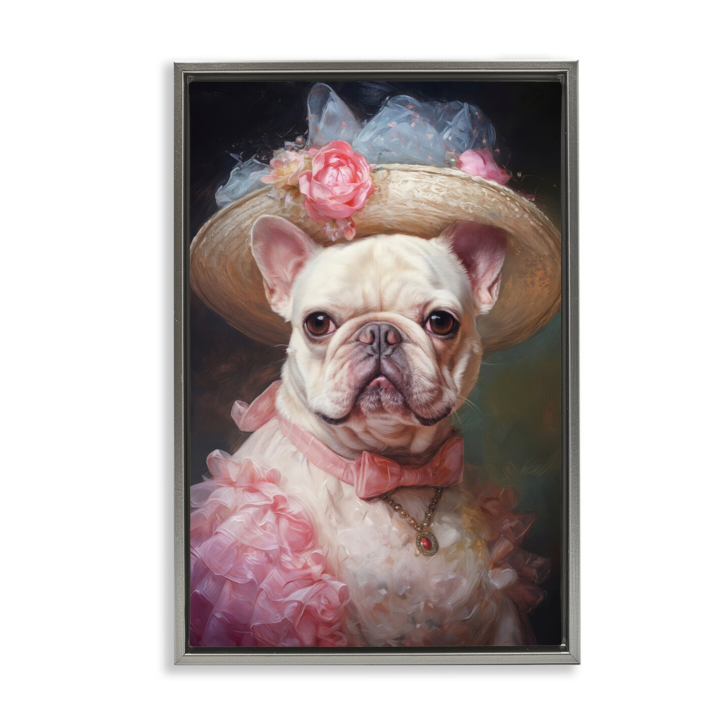 Stupell Industries Pink Victorian Frenchie Floating Frame, design by ...