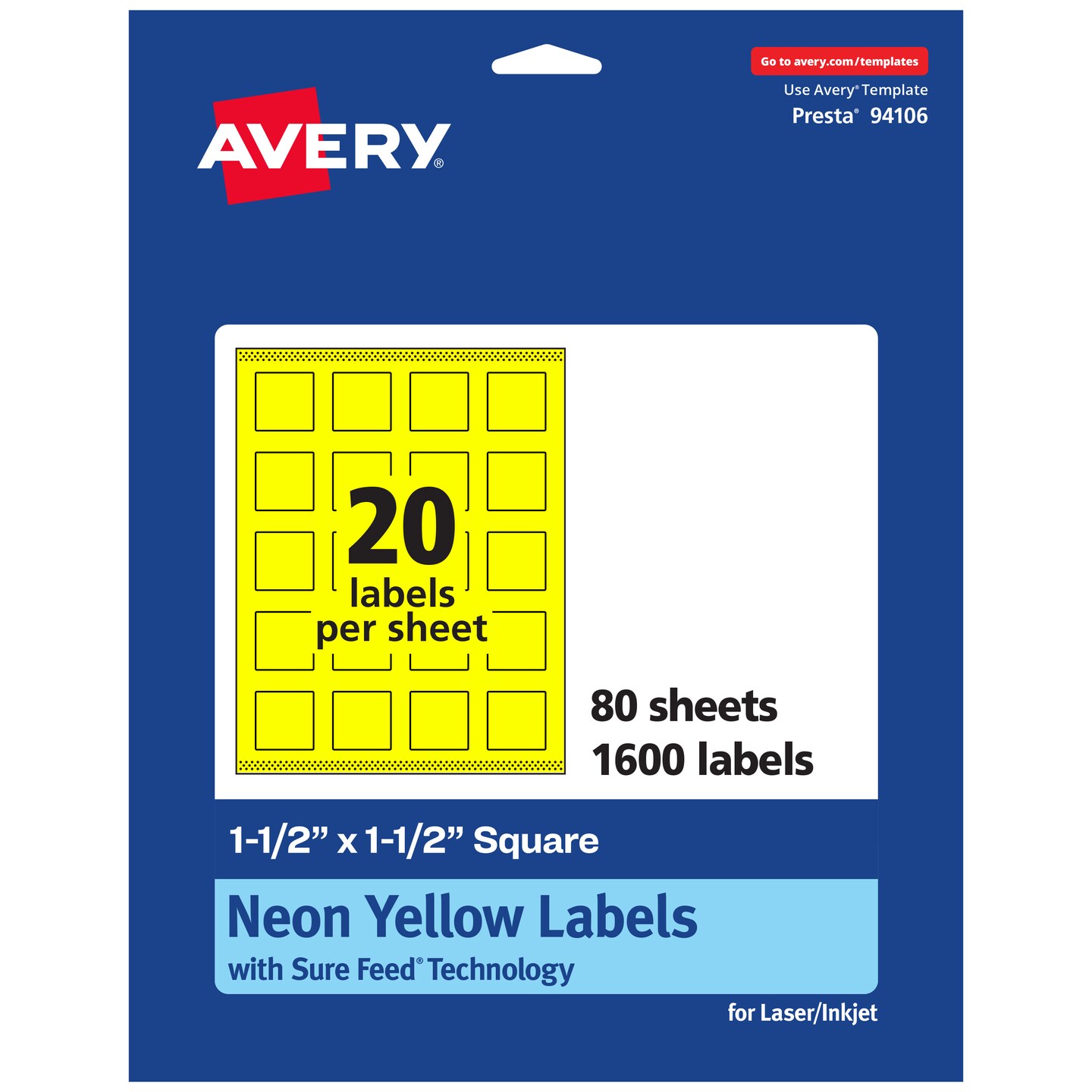 Avery Neon Yellow Paper Labels, 1.5" x 1.5" Square | Michaels