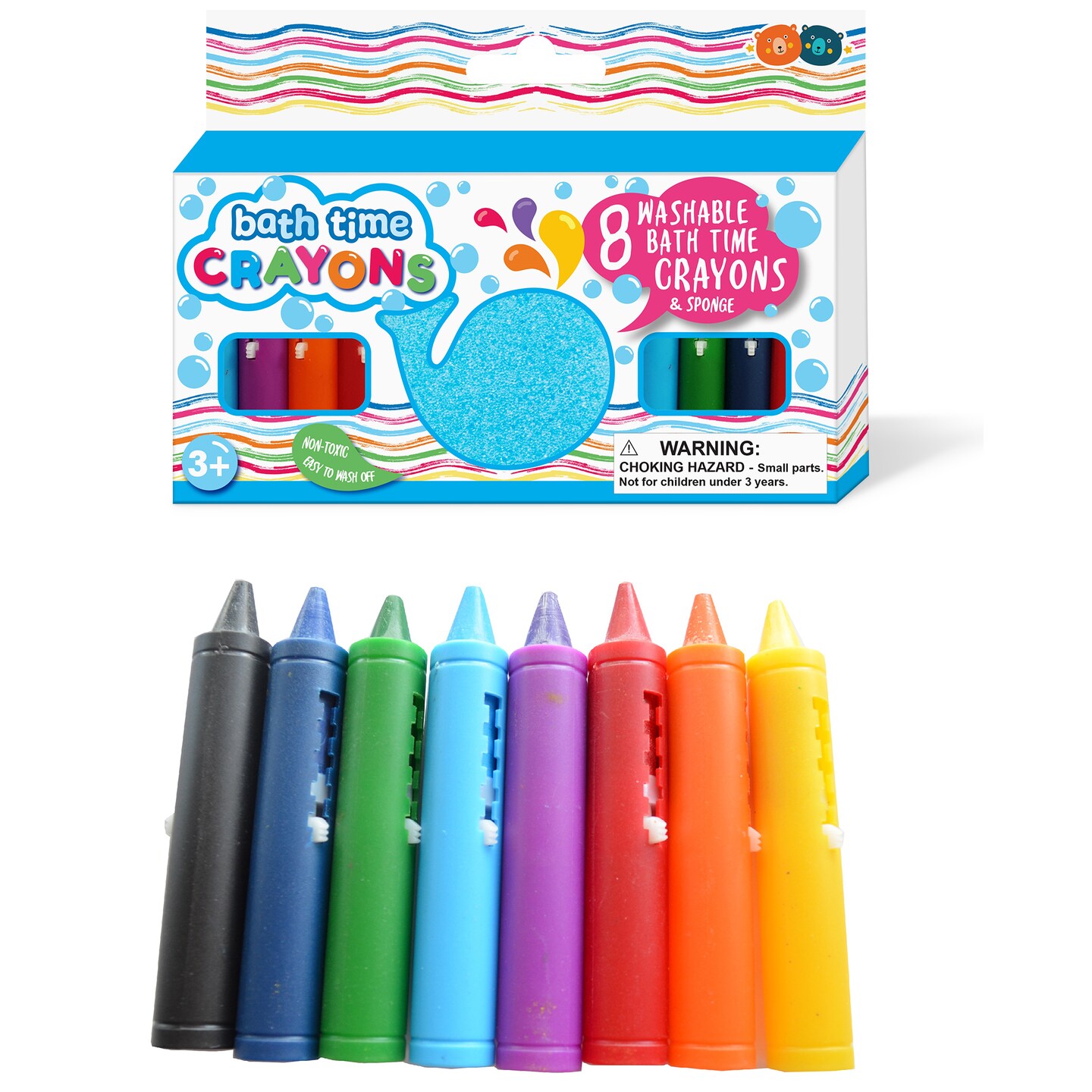 Buddy & Barney: Bath Time Crayons - 8 Washable Crayons & Cute Whale ...