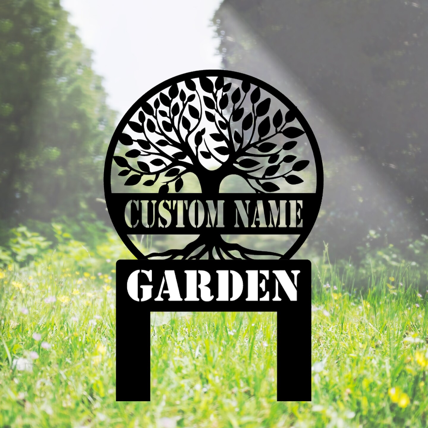 Custom Tree Of Life Memorial Stake, Tree Metal Stake, Personalized Tree ...