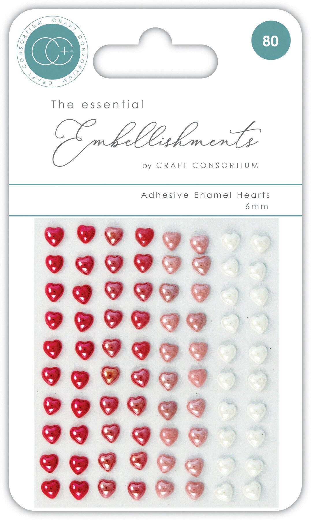 Craft Consortium Adhesive Enamel Hearts 80/Pkg-Assorted Colors, Count ...