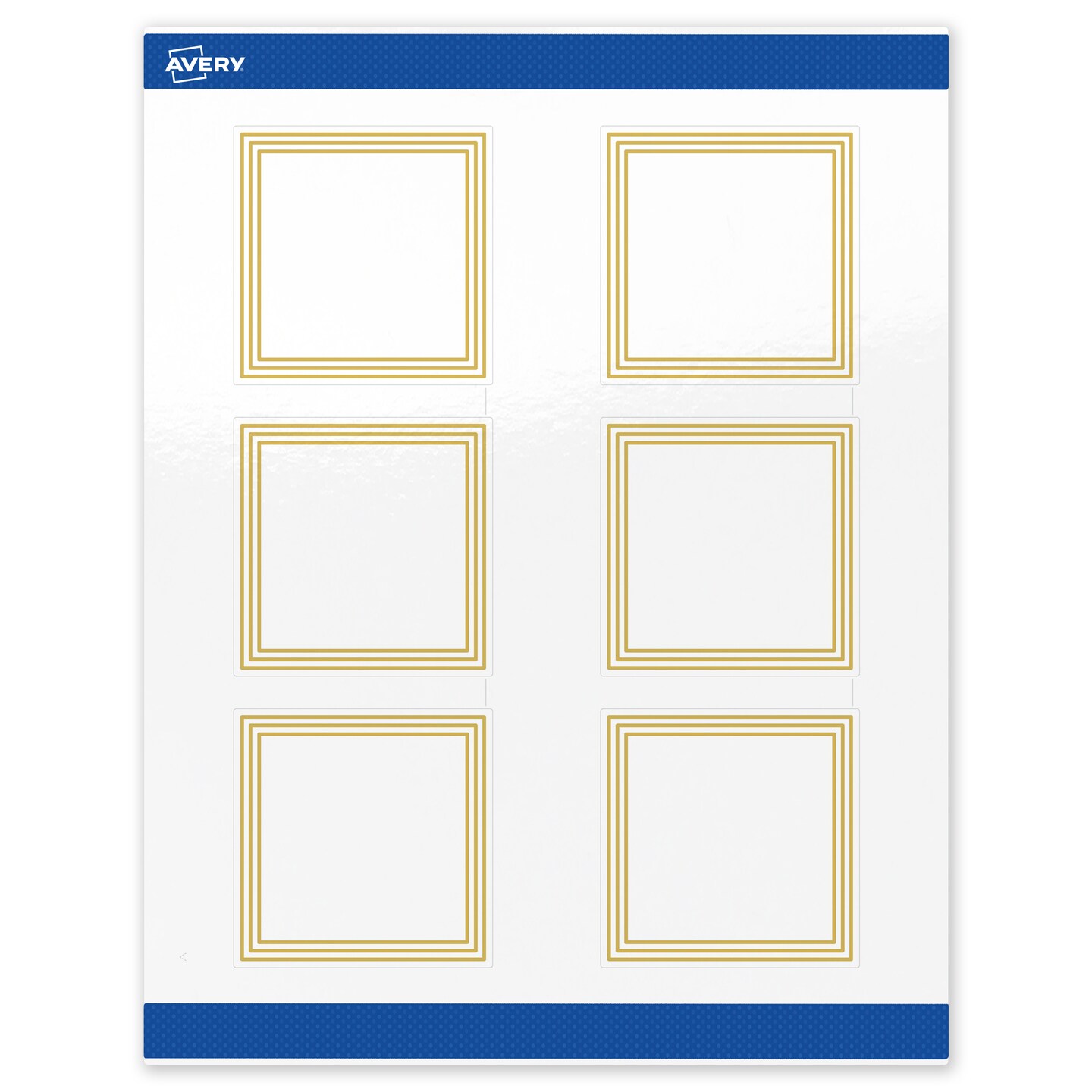 Avery Printable Square Labels, Gold Multi-Lined Border, 3" x 3", Glossy ...