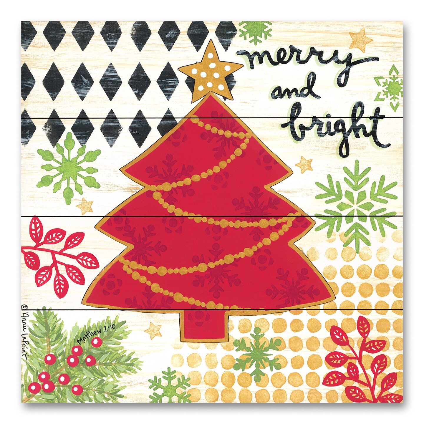 Penny Lane Publishing White and Red Happy Noel Christmas Tree Square ...