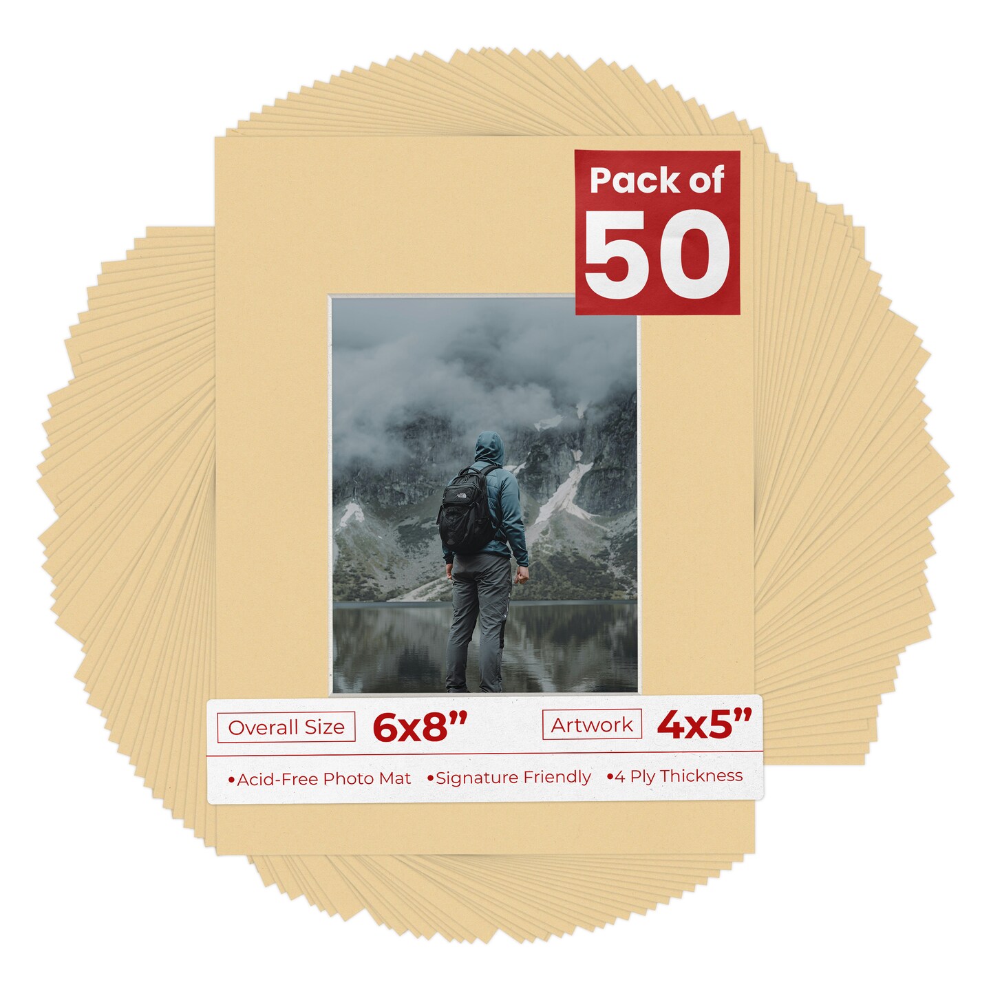 Beige Mat Board for 6x8 Frames - Fits 4x5 Photos, Color: Brown, Count ...