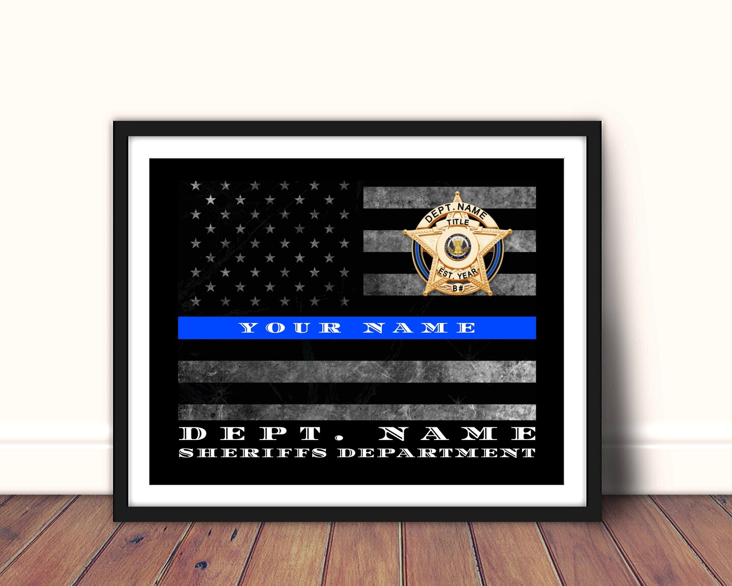 Sheriff office Thin Blue Line Flag Framed - Police Gift | Michaels