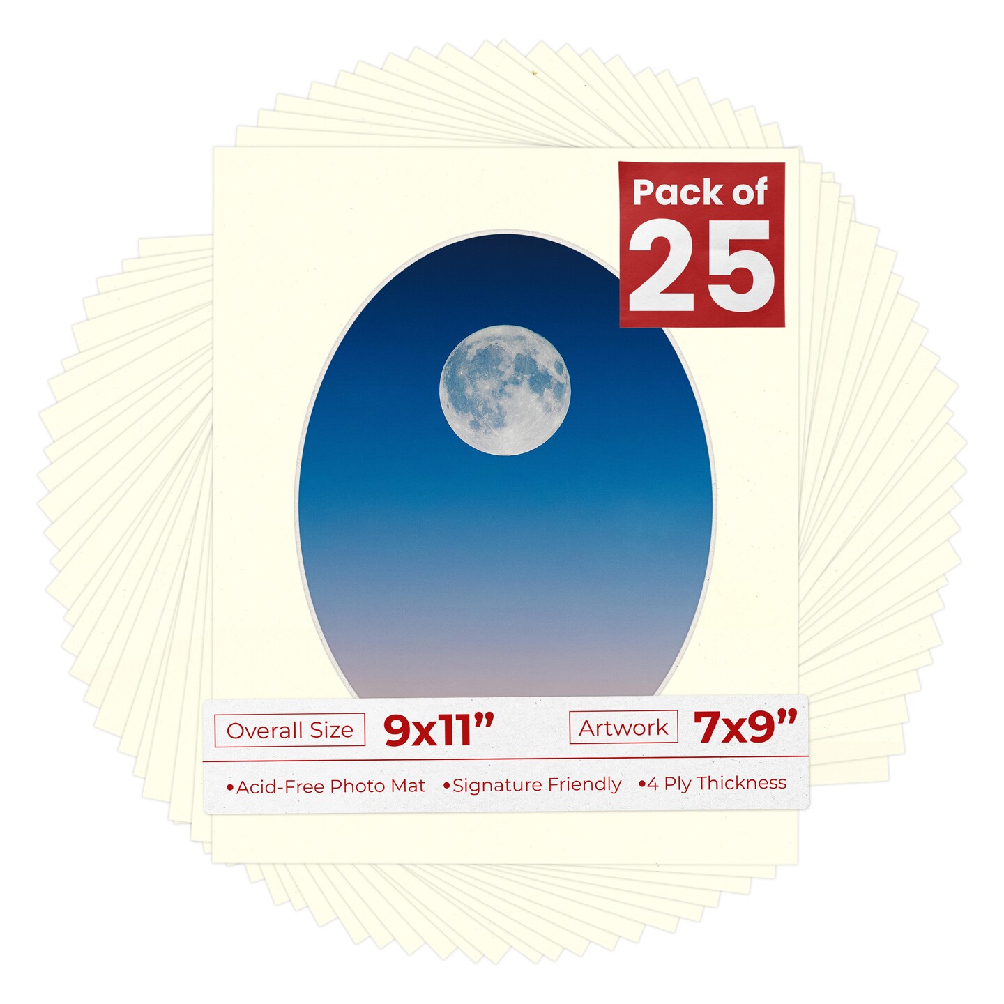 Cream Linen Mat Board for 9x11 Frames - Oval Opening for 7x9 Photos ...
