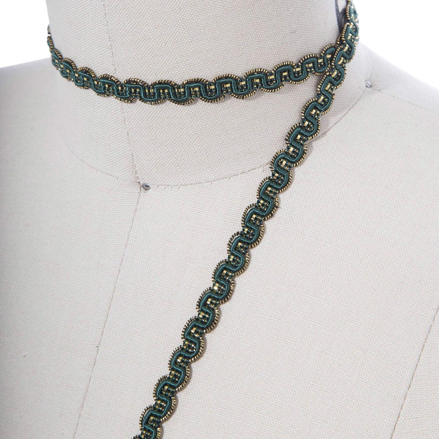 3/8" Hunter Green & Gold Scroll Gimp Trim – Victorian Style Braided ...