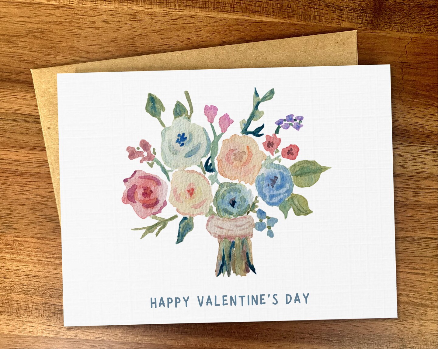 Pretty Valentine's Day watercolor flowers card, Minimalist Valentine's ...