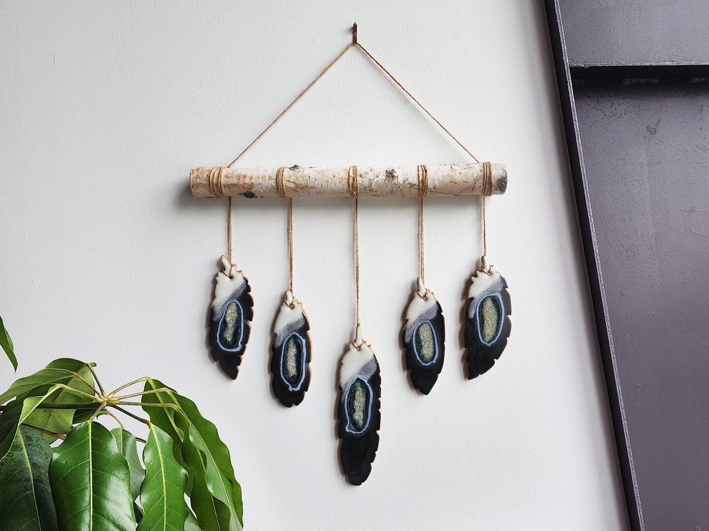 Ceramic Feathers Wall Hanging with Birch Wood | MakerPlace by Michaels