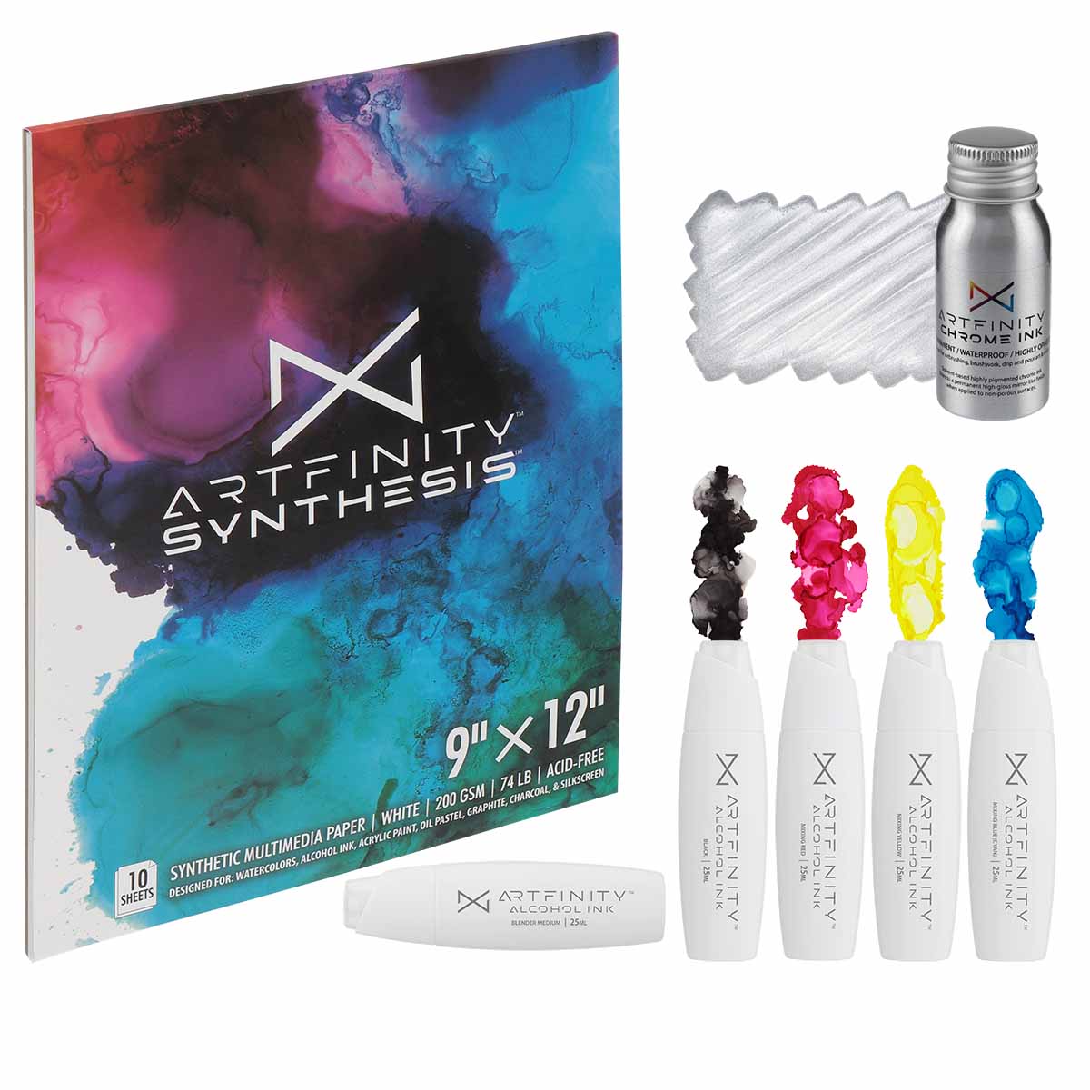 Artfinity Alcohol Ink - CMYK Set, 7 Pieces | 10 Sheets 9x12" Multimedia ...