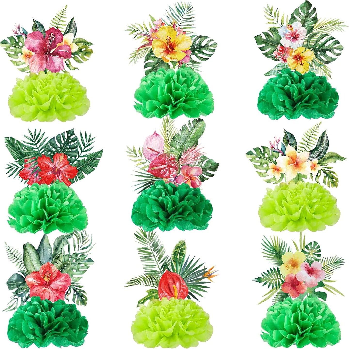 9 Pcs Hawaii Luau Honeycomb Centerpieces Tropical Aloha Party ...