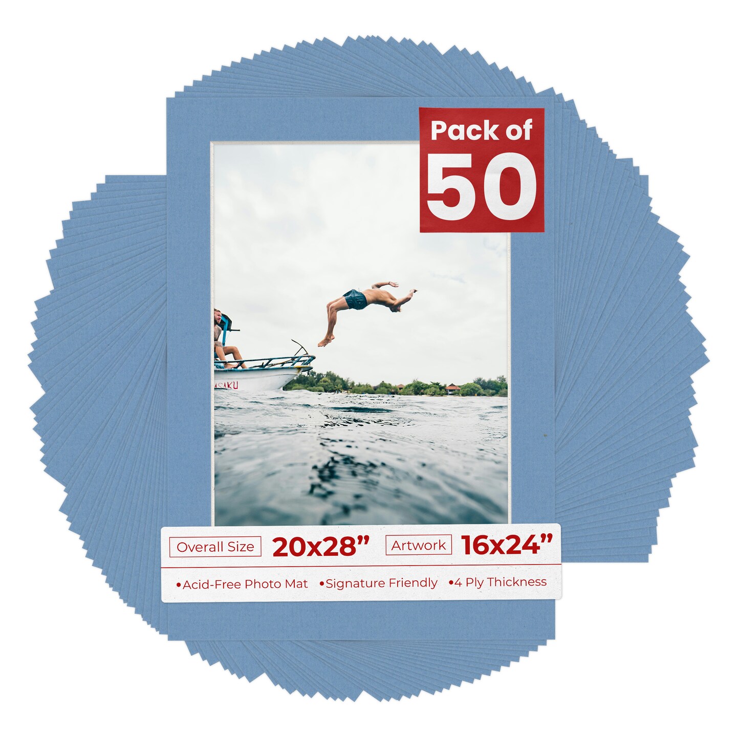 Brittany Blue Mat Board for 20x28 Frames - Fits 16x24 Photos, Color ...