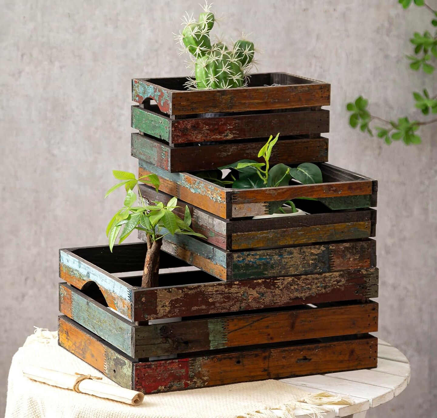 Set of 3 Rustic Distressed Wood Nesting Crates | Michaels