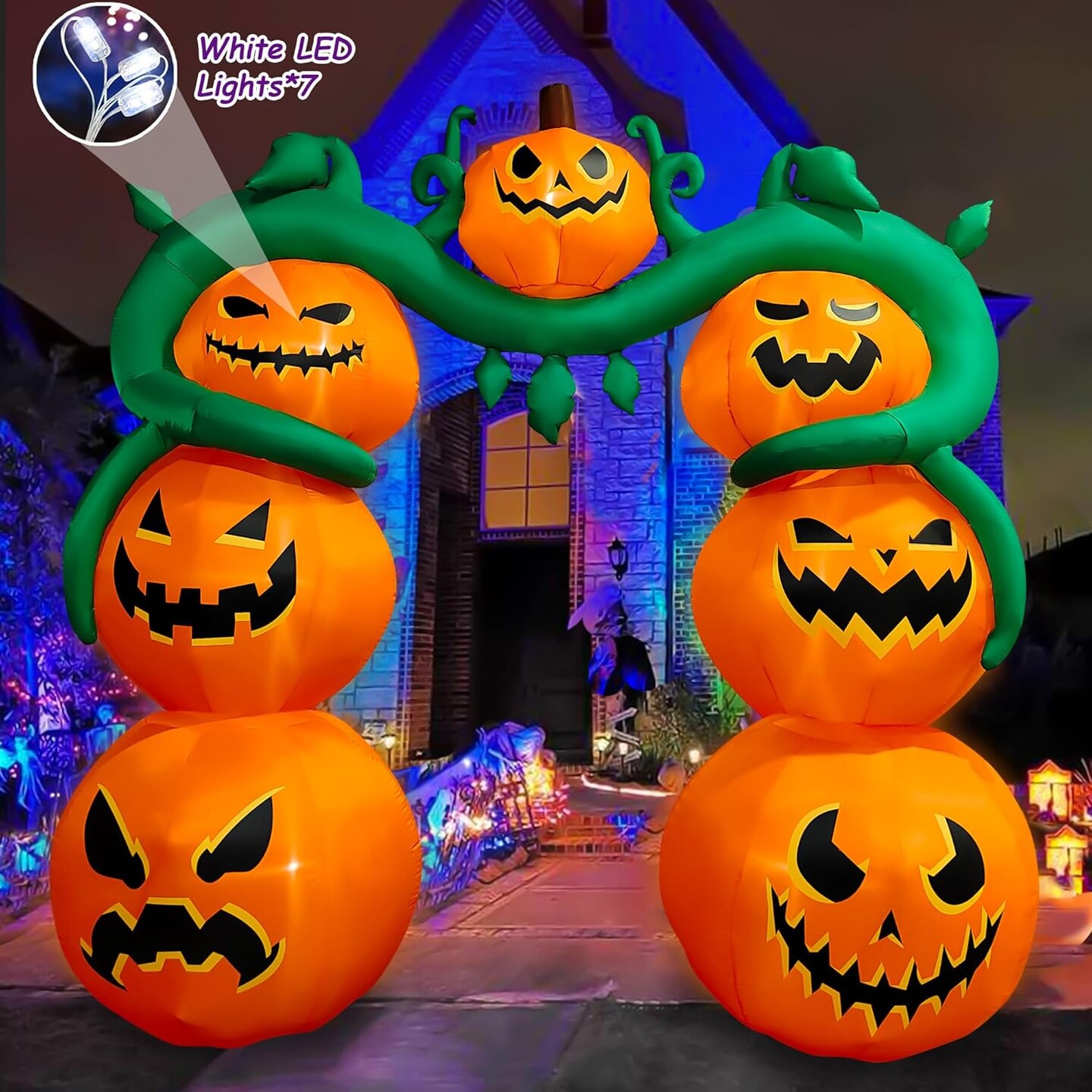 9 Ft Halloween Inflatable Pumpkin Archway Decoration LED Light Up Giant ...