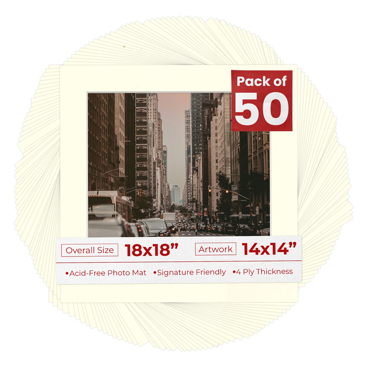 Cream Linen Mat Board for 18x18 Frames - Fits 14x14 Photos, Color ...