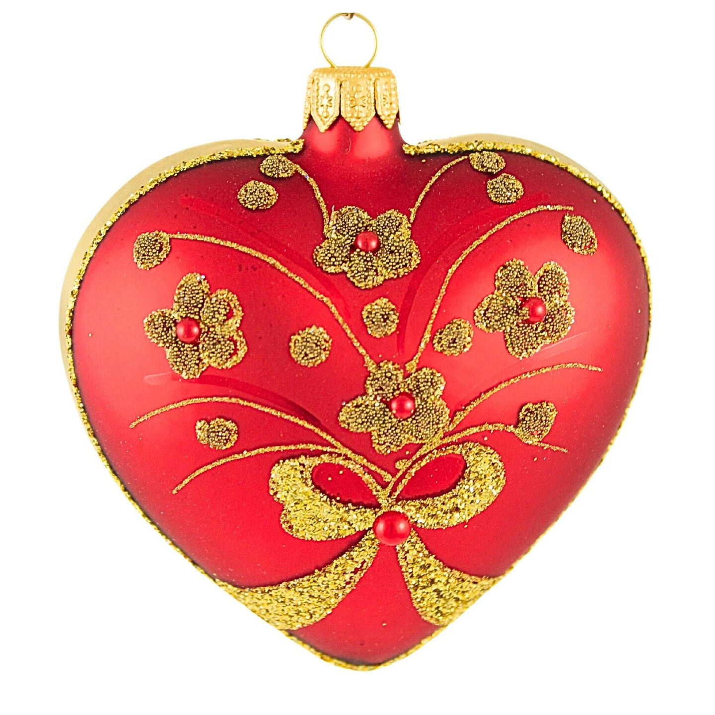 Miss Christmas 4.0 Inch Forget Me Not Red Heart Christmas Tree Ornament ...
