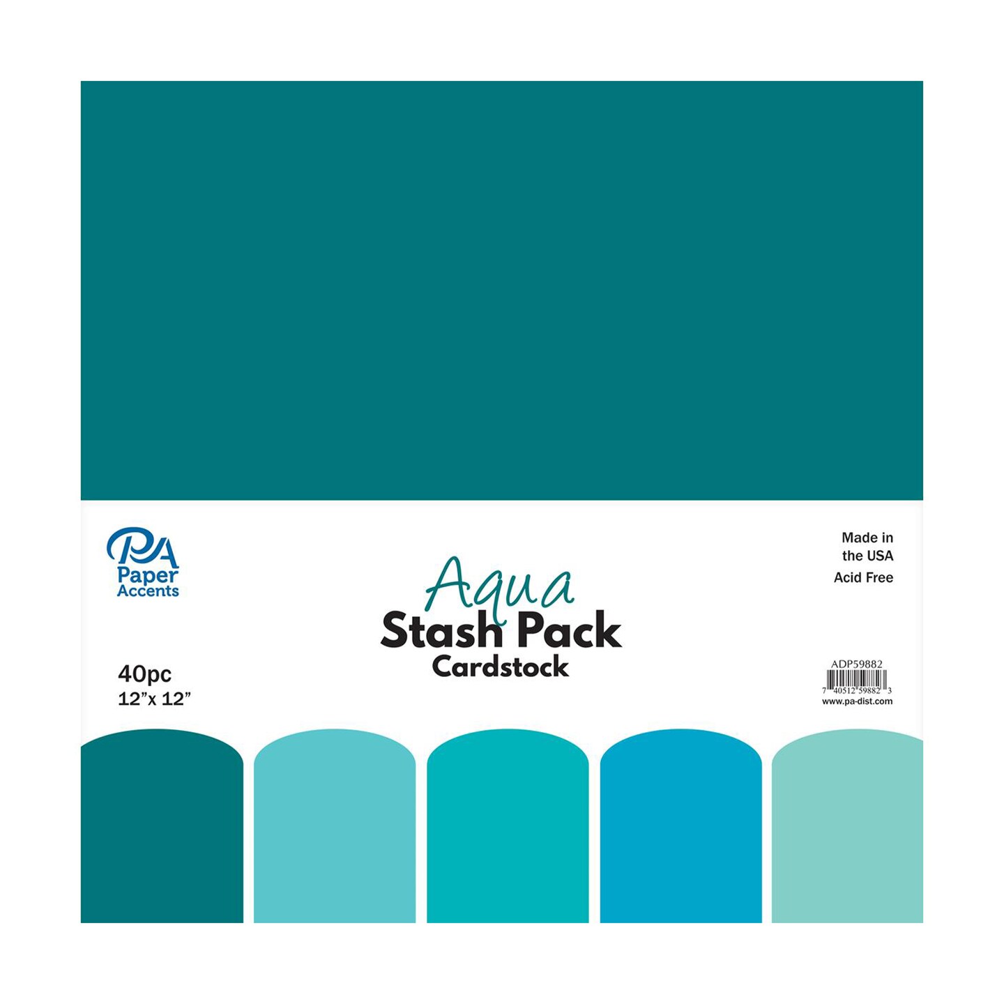 PA Paper Accents Stash Pack Cardstock Pack 12" x 12" Aqua colored ...