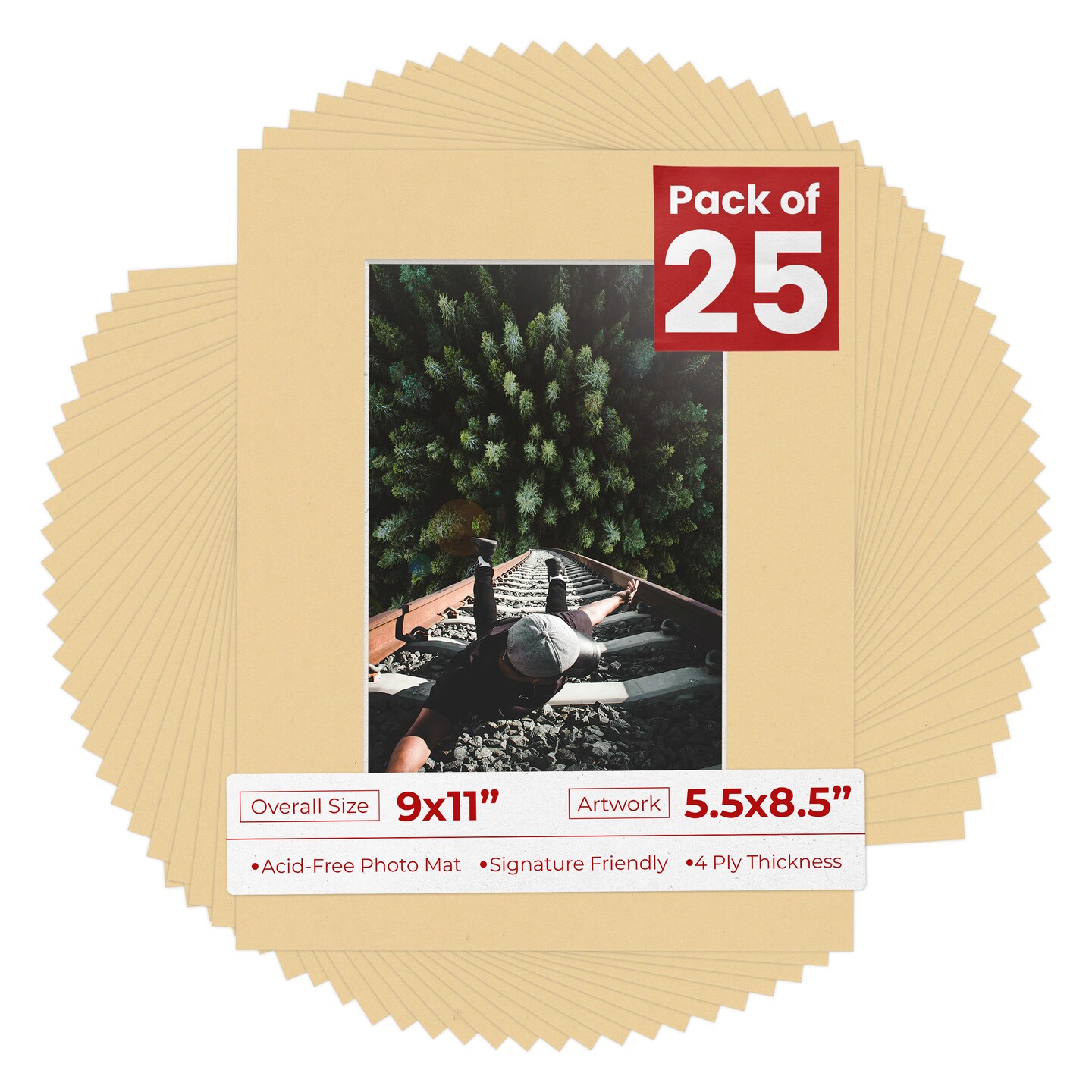 Beige Mat Board for 9x11 Frames - Fits 5.5x8.5 Photos, Color: Brown ...