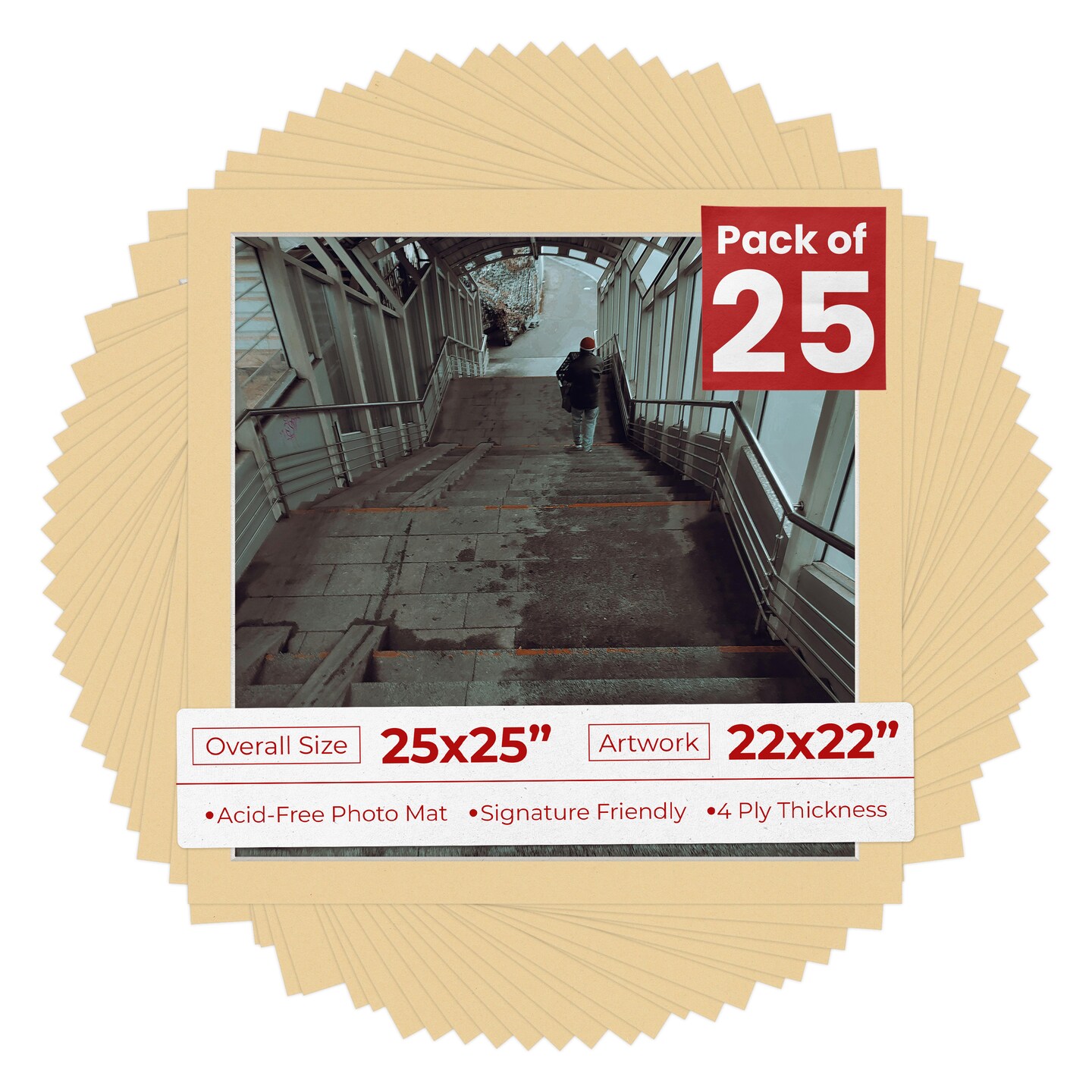 Beige Mat Board for 25x25 Frames - Fits 22x22 Photos, Color: Brown ...