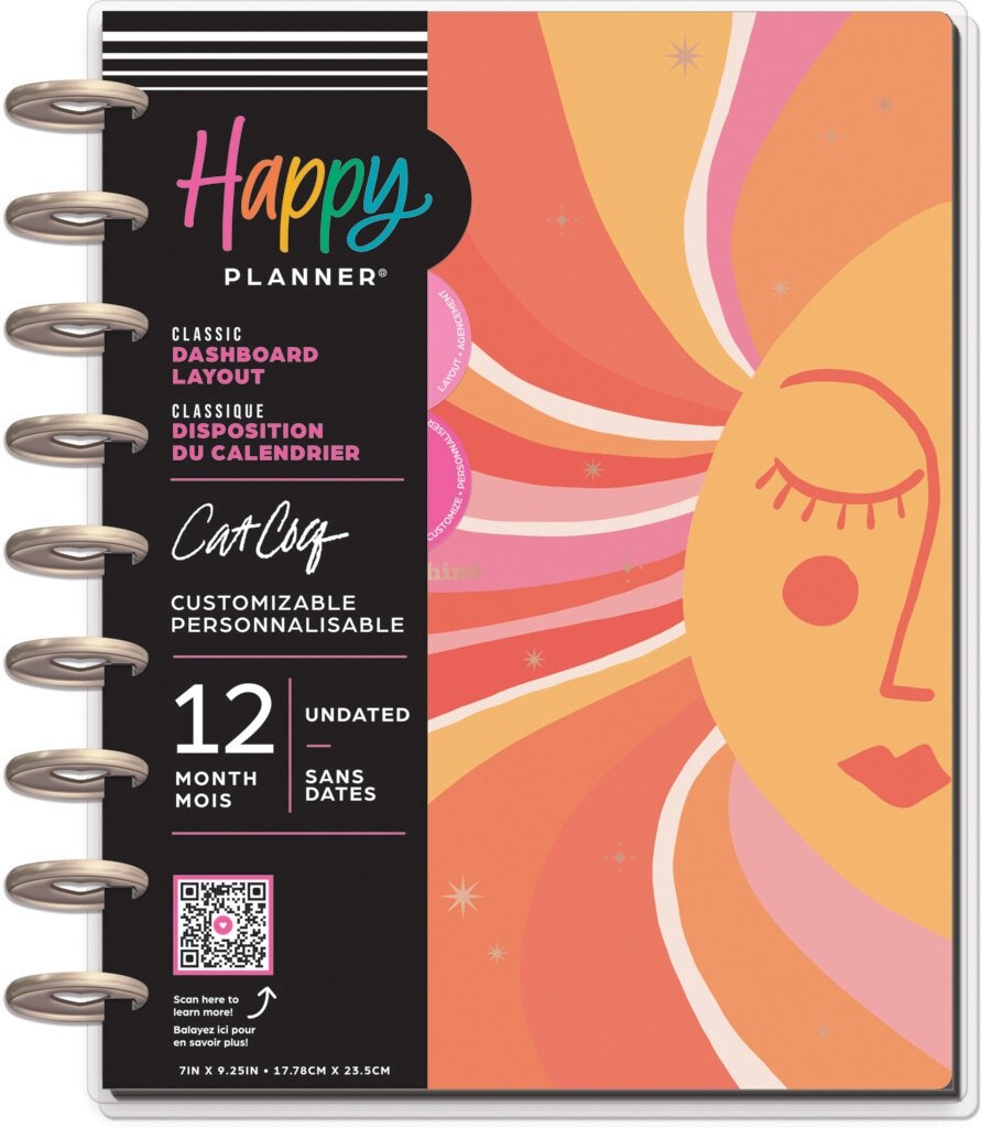 Happy Planner 12-Month Undated Classic Disc Bound Planner-Retro Sunset ...