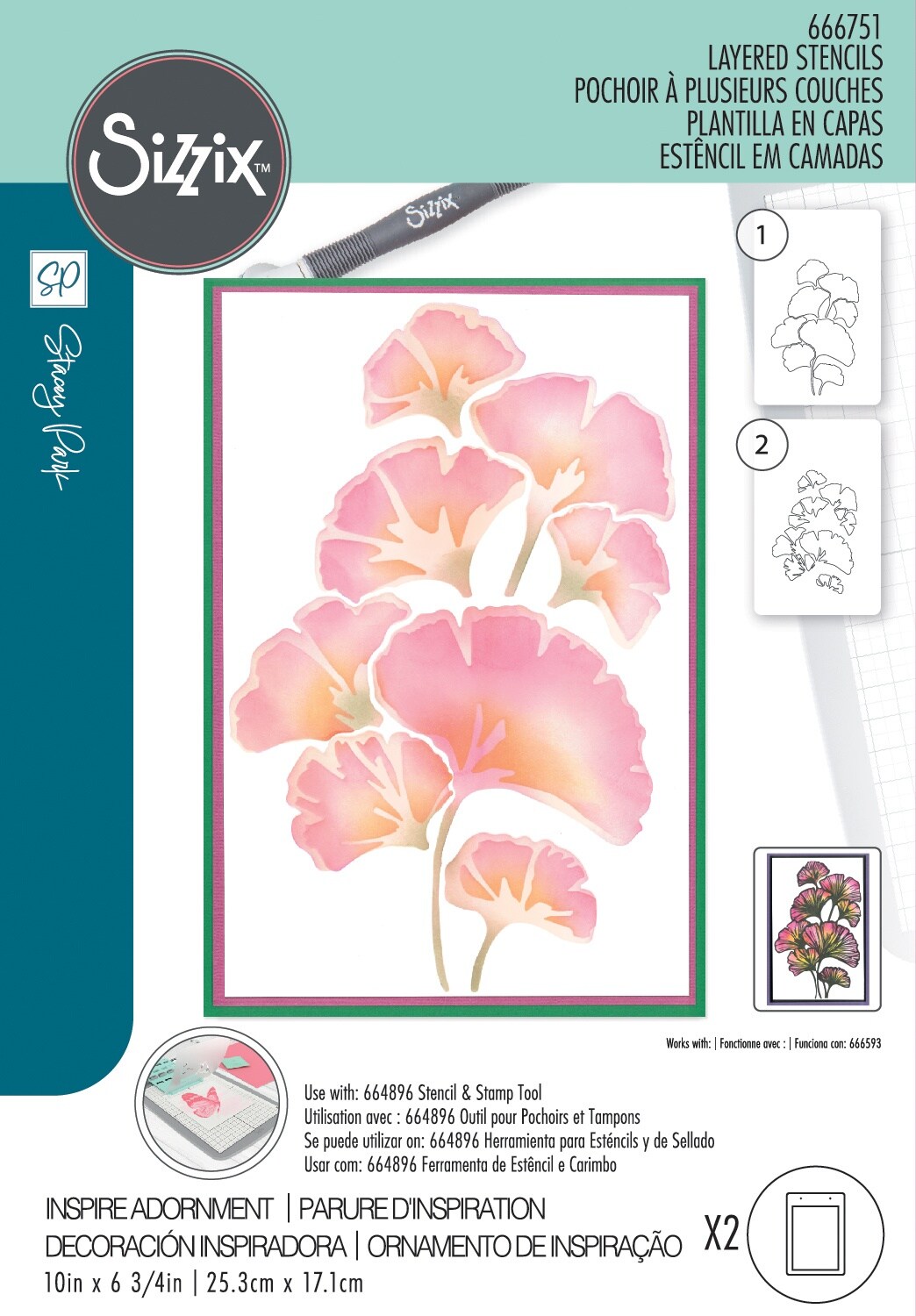 Sizzix A5 Cosmopolitan Stencil By Stacey Park 2/Pkg-Inspire Adornment ...