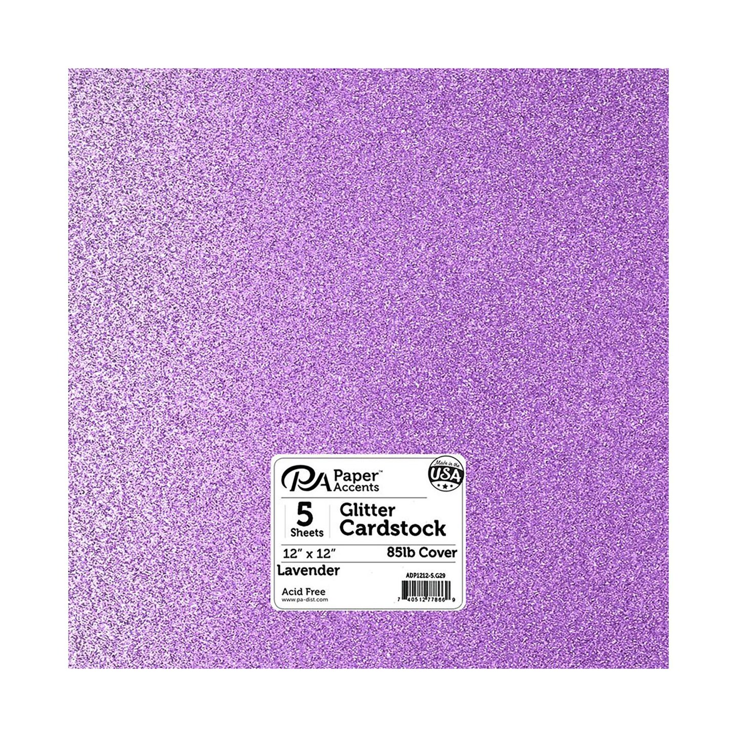 PA Paper Accents Glitter Cardstock 12" x 12" Lavender, 85lb colored ...