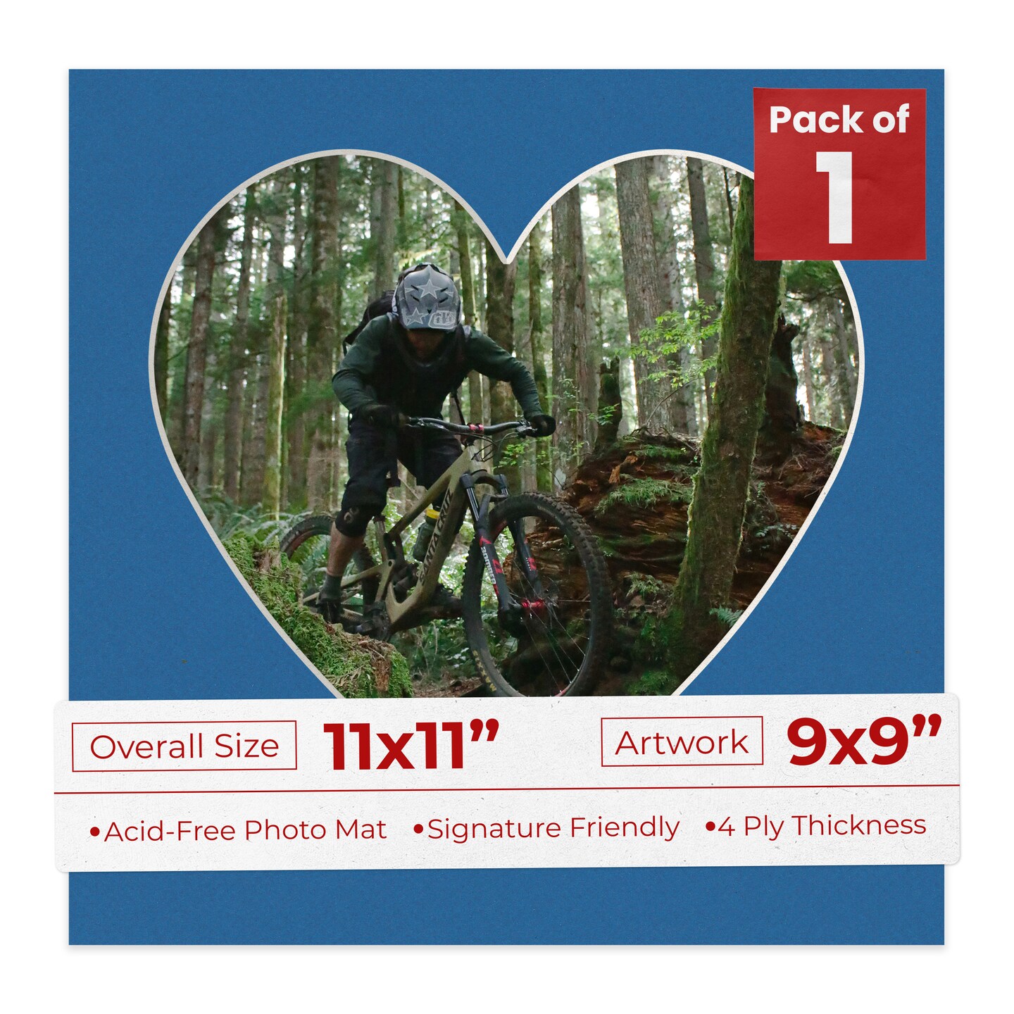 Royal Blue Mat Board for 11x11 Frames - Heart Opening for 9x9 Photos ...